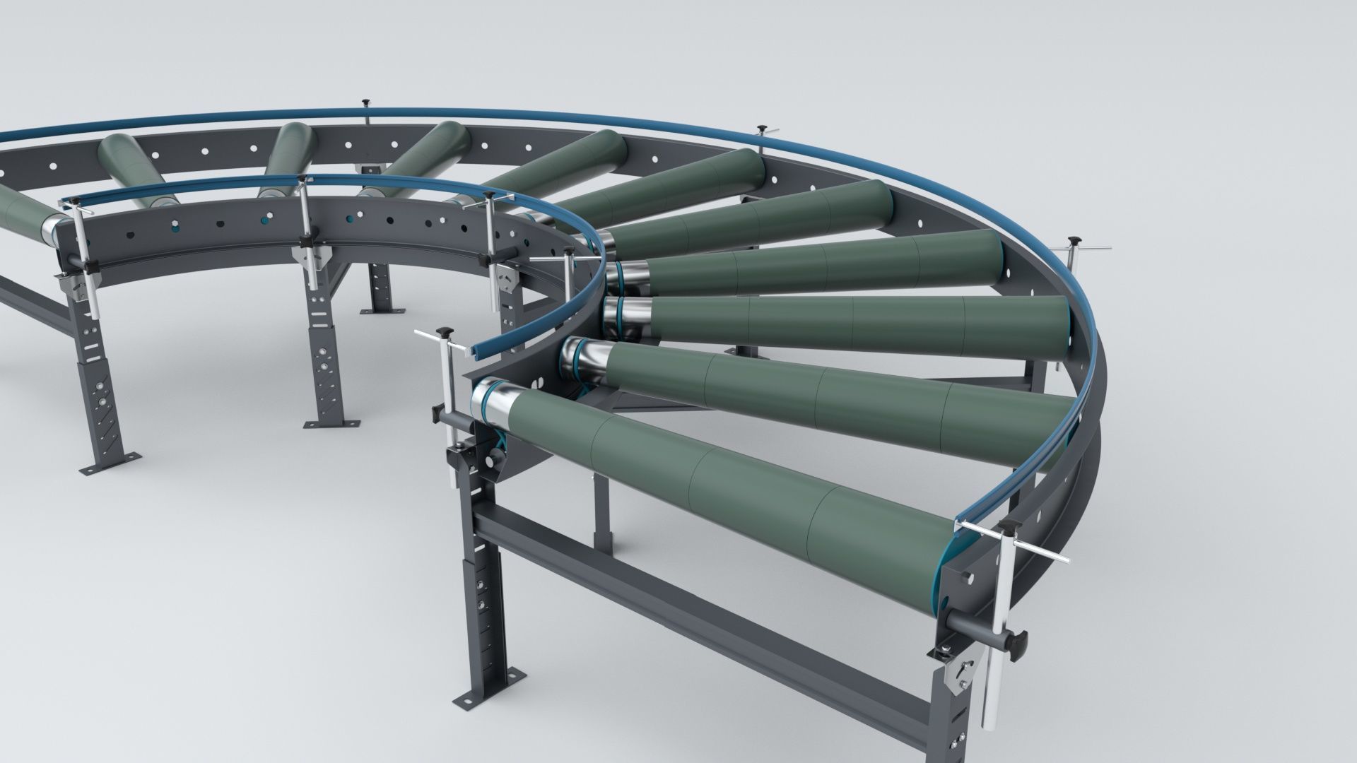 Curved Roller Conveyor Adjustable and Rigged 3D model animated rigged ...
