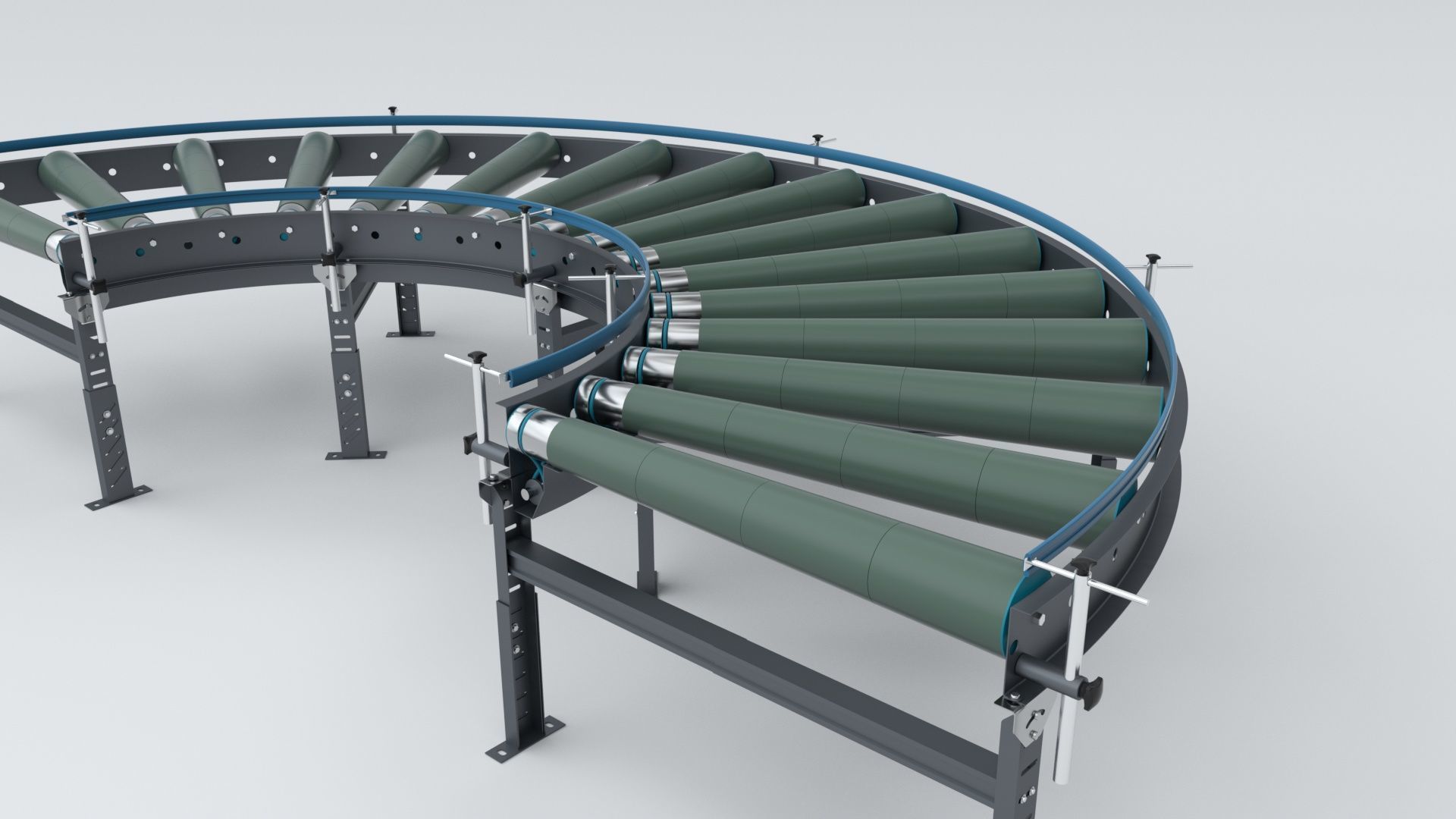 Curved Roller Conveyor Adjustable and Rigged 3D model animated rigged ...