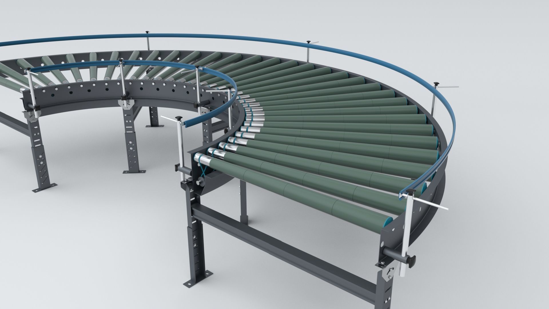 Curved Roller Conveyor Adjustable and Rigged 3D model animated rigged ...