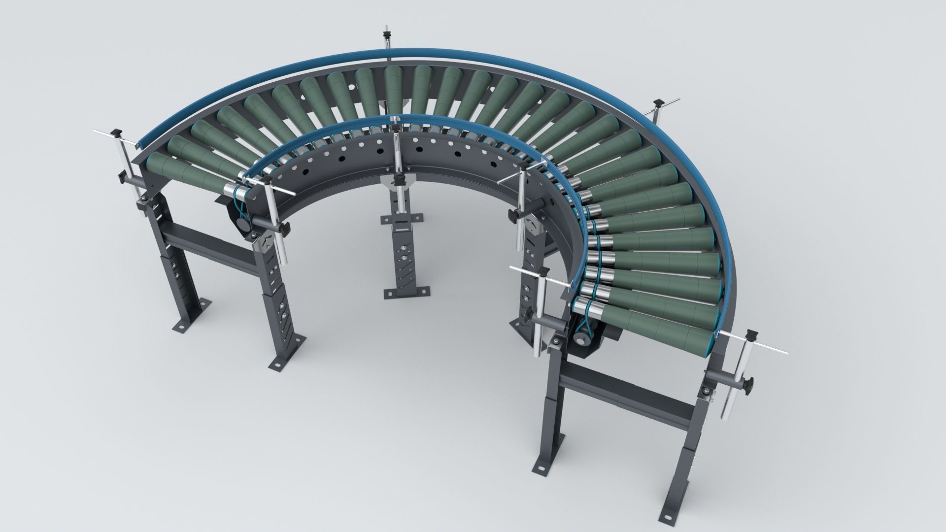 Curved Roller Conveyor Adjustable and Rigged 3D model animated rigged ...