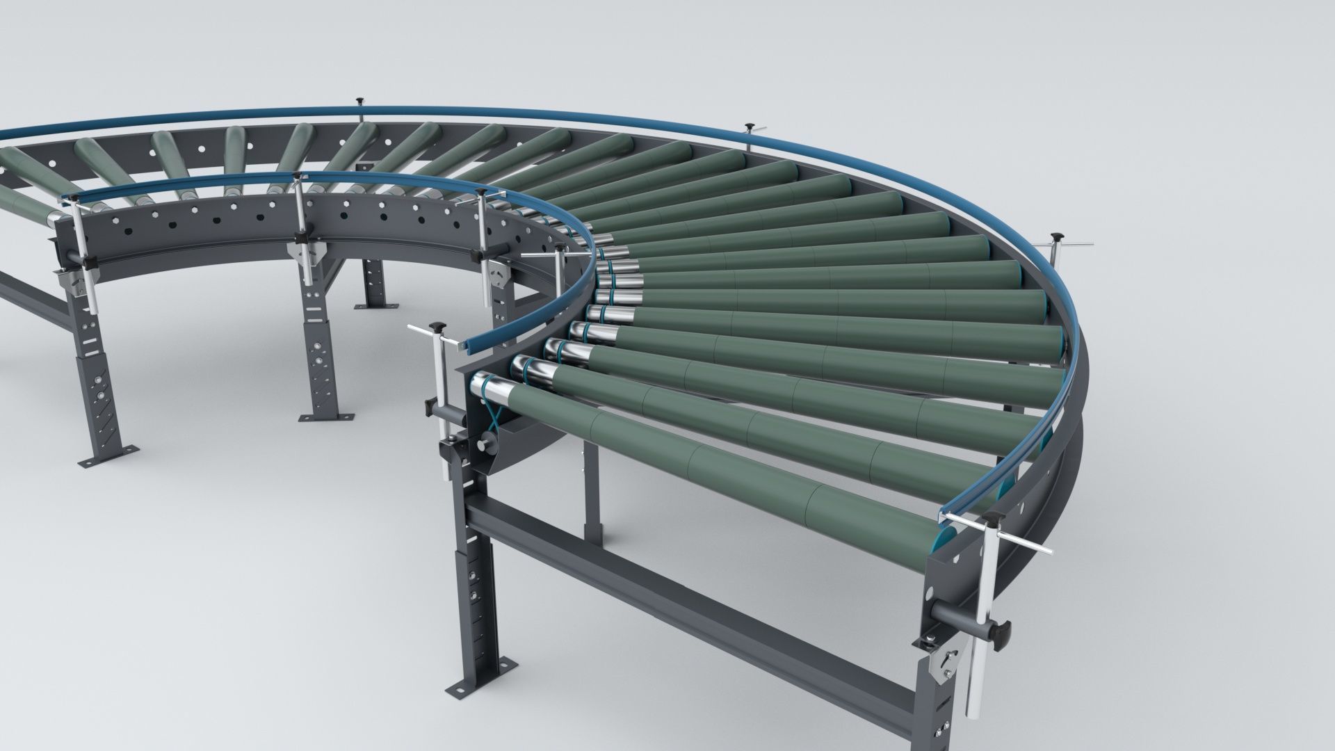 Curved Roller Conveyor Adjustable and Rigged 3D model animated rigged ...