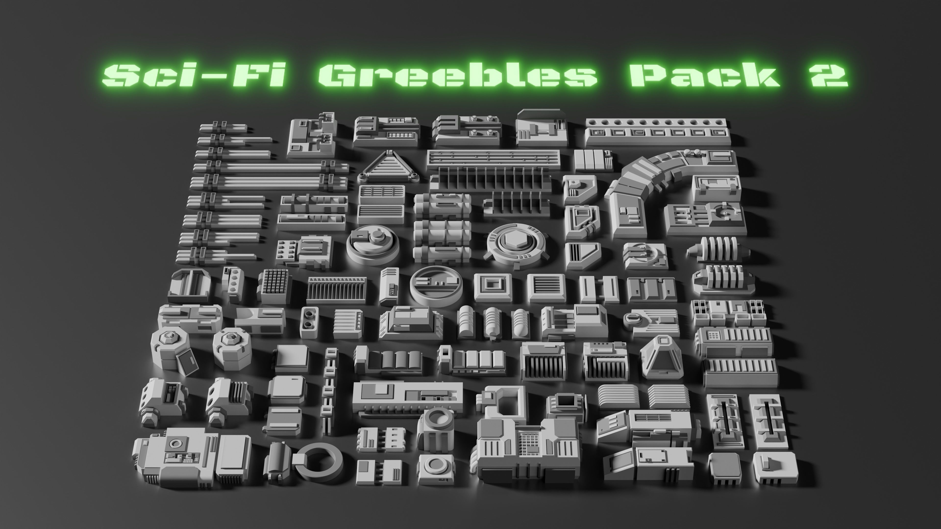 Sci-Fi Greebles Pack 2 3D model | CGTrader