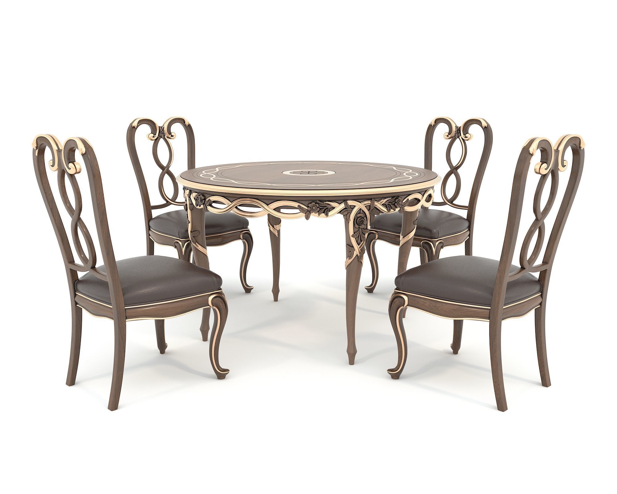 Classic European style Dining Table and Chairs 49 3D model | CGTrader