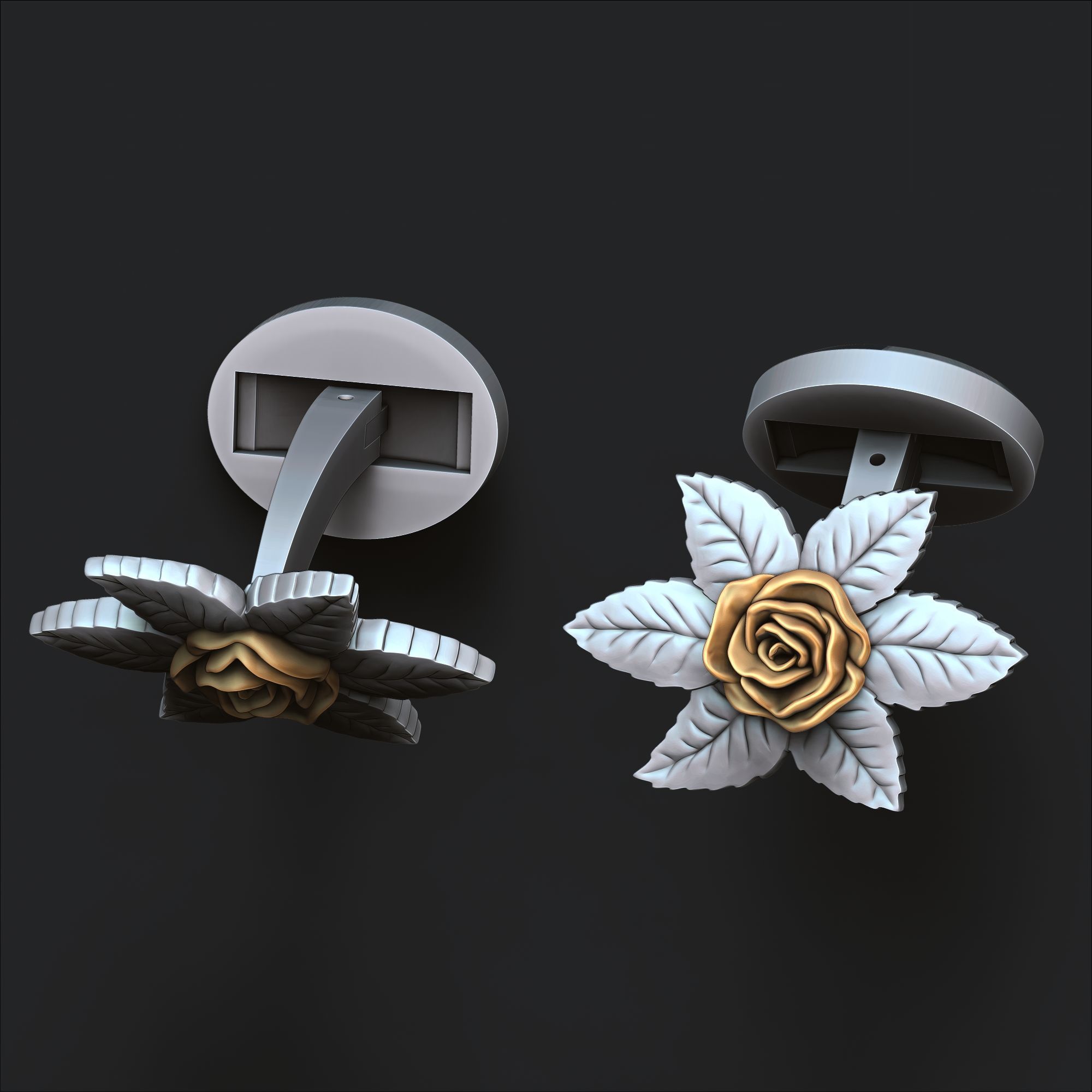 Rose Cufflinks 3D model 3D printable | CGTrader