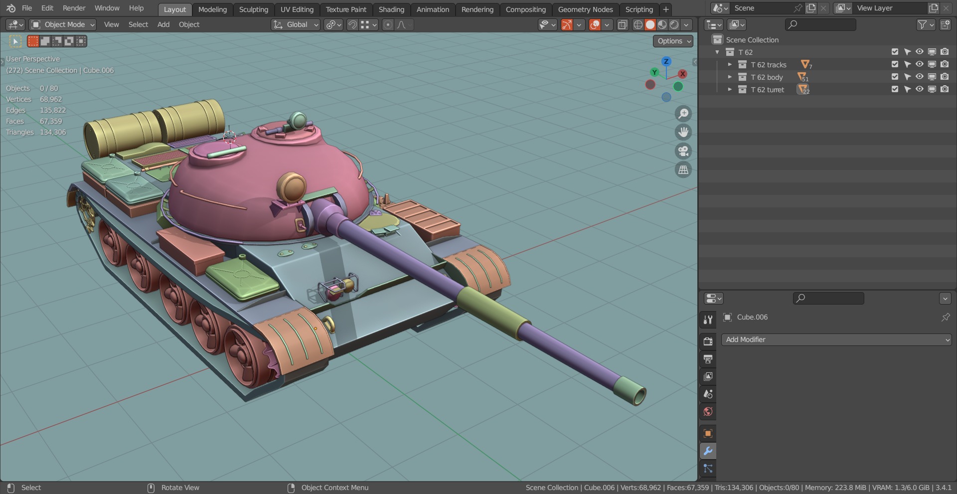 3D model T 62 TANK BASE MESH VR / AR / low-poly | CGTrader
