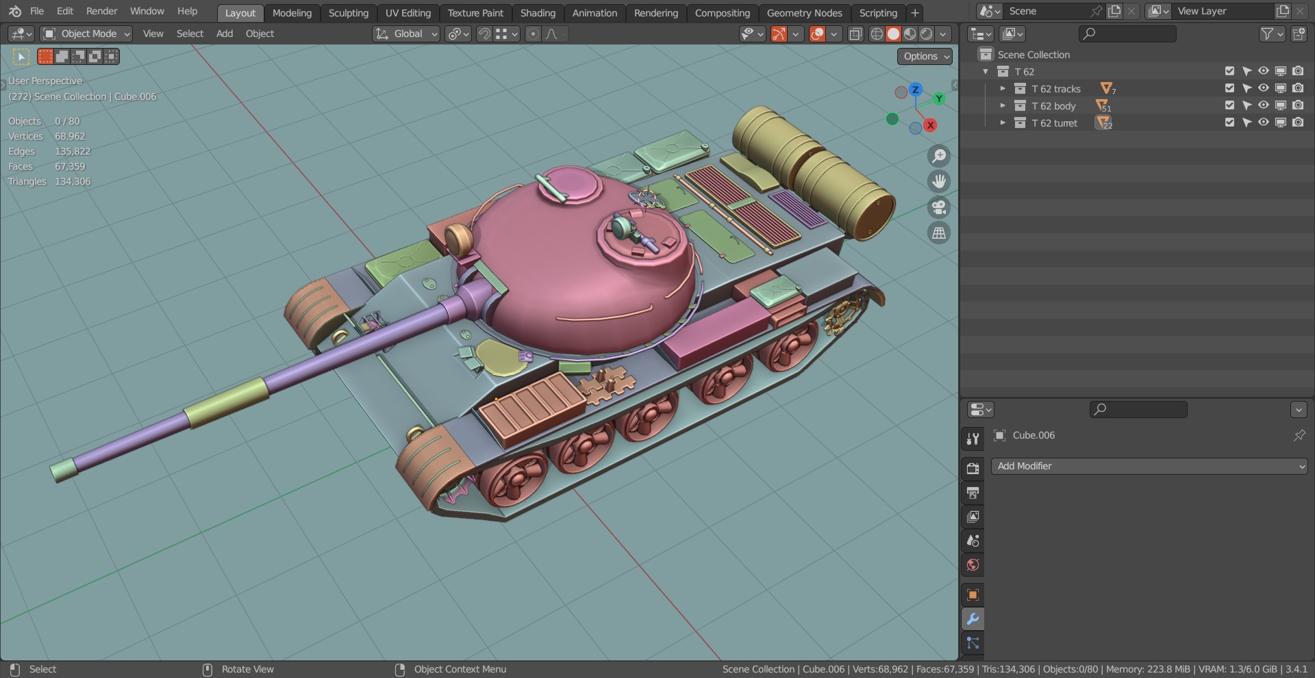 3D model T 62 TANK BASE MESH VR / AR / low-poly | CGTrader
