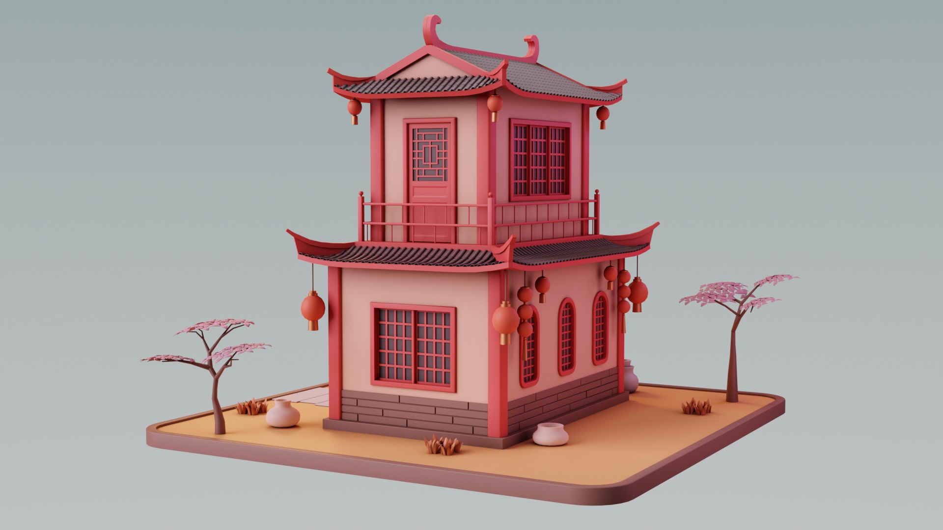 3D model Stylized Chinese House 01 VR / AR / low-poly | CGTrader