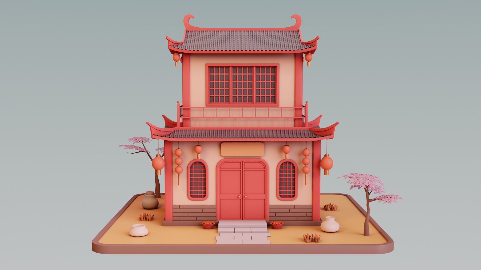 3D model Stylized Chinese House 01 VR / AR / low-poly | CGTrader