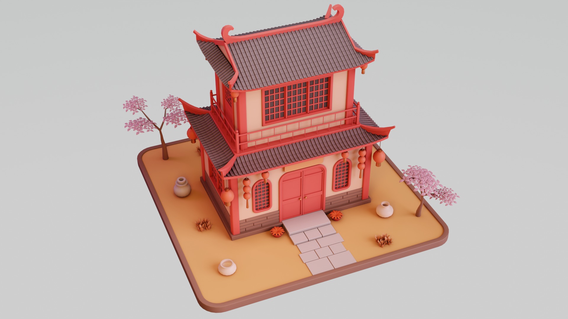3D model Stylized Chinese House 01 VR / AR / low-poly | CGTrader