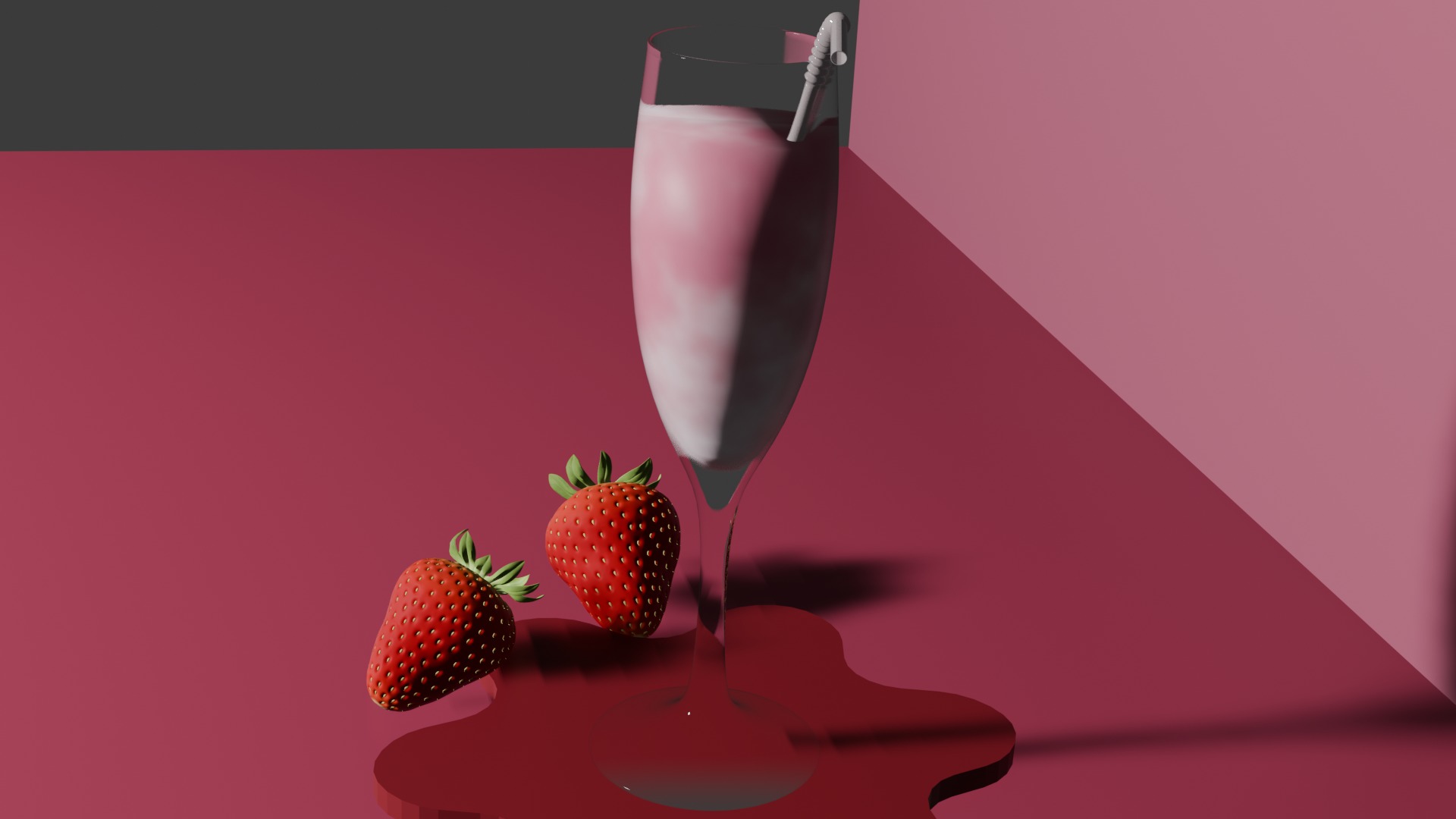 3D model Strawberry shake and strawberries VR / AR / low-poly | CGTrader