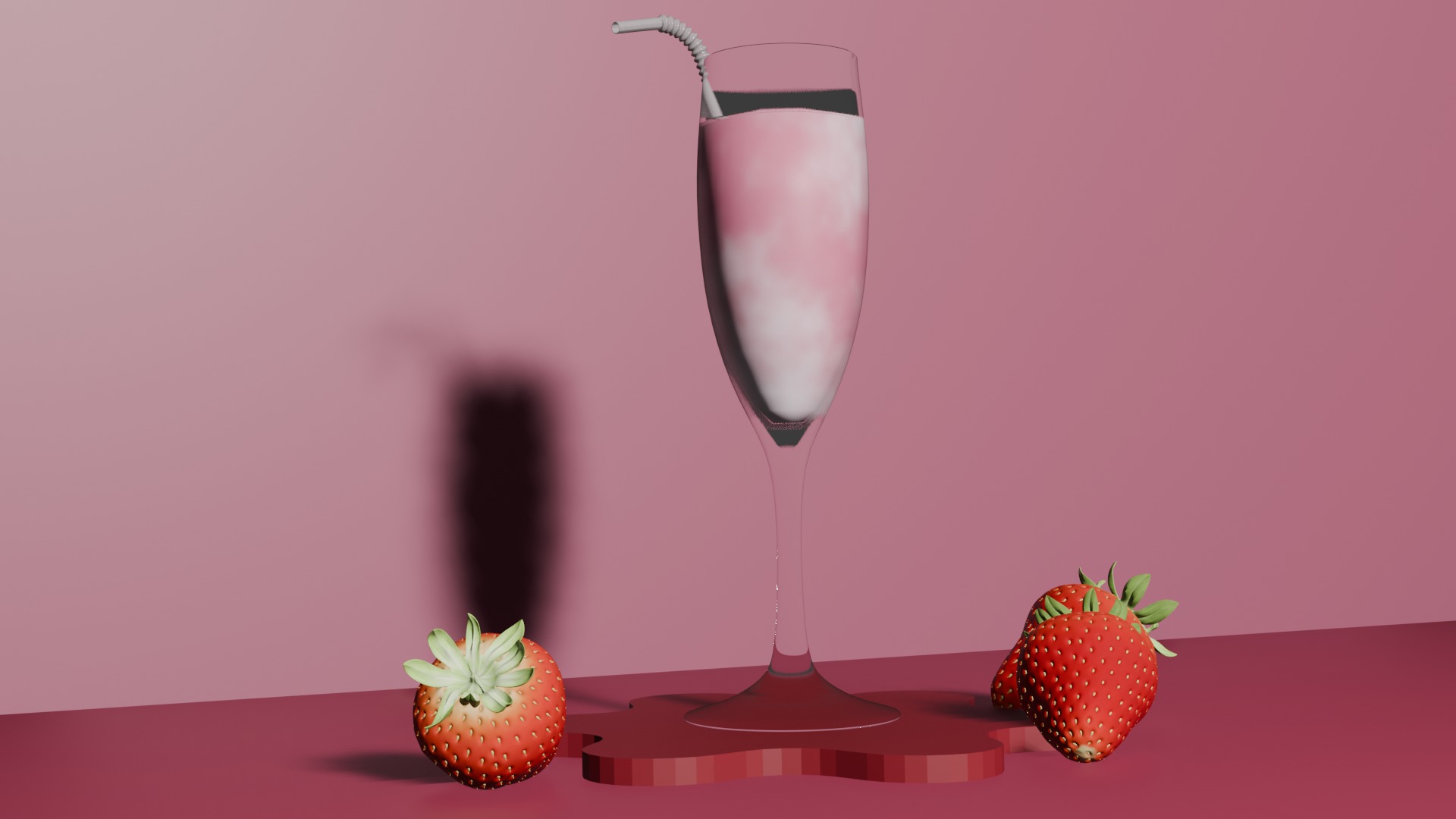 3D model Strawberry shake and strawberries VR / AR / low-poly | CGTrader