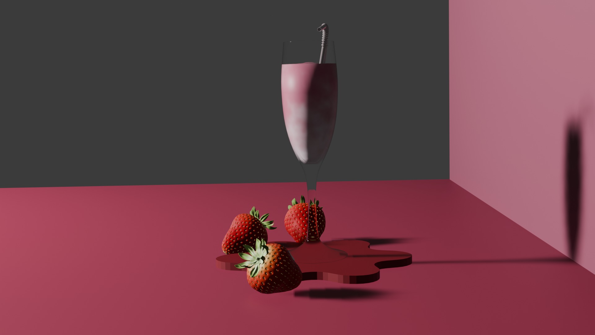 3D model Strawberry shake and strawberries VR / AR / low-poly | CGTrader