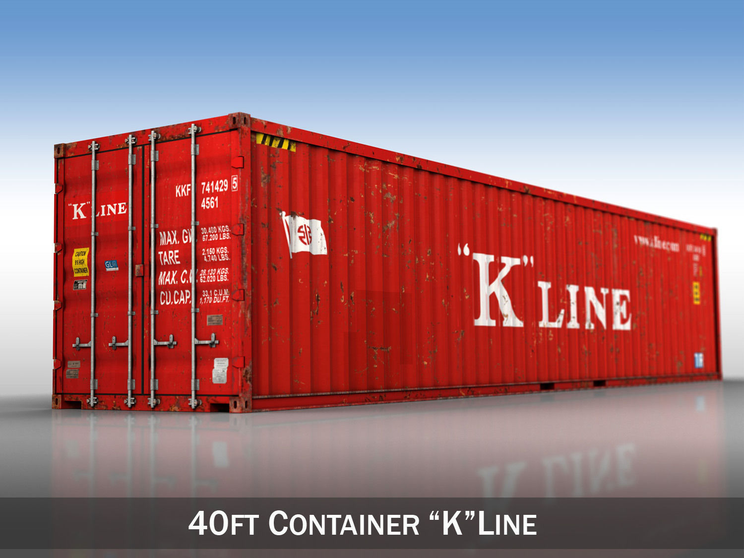40ft Shipping Container - K Line 3D Model .obj .3ds .fbx .c4d .lwo .lw .lws - CGTrader.com