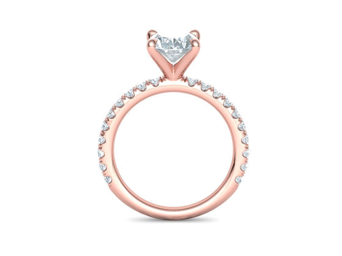 10x8 Oval Stone Solitaire Engagement Ring pave setting 4prong 3D model ...