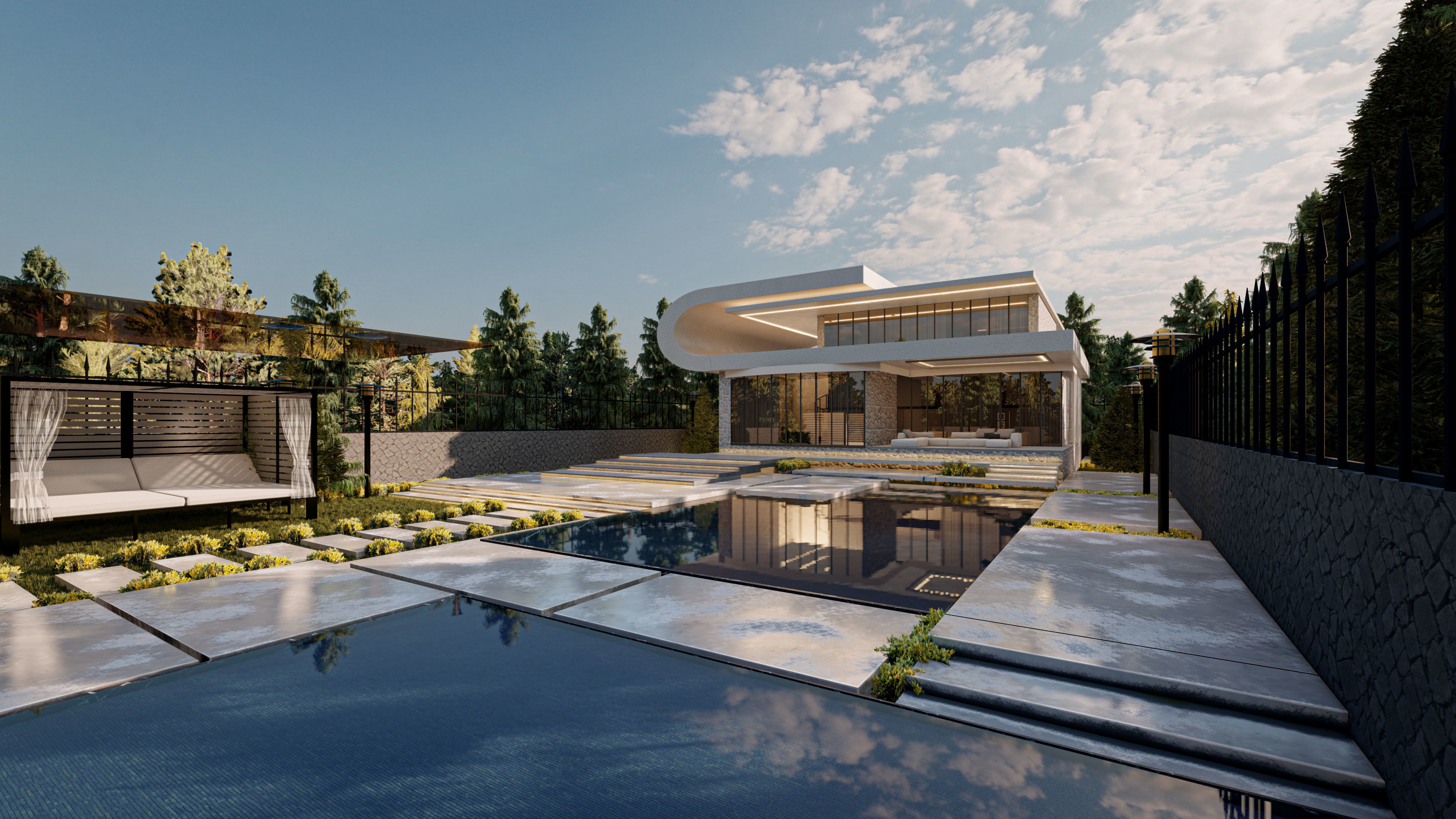 Modern Luxury Villa with Curved Facade - Lumion Scene 3D model | CGTrader
