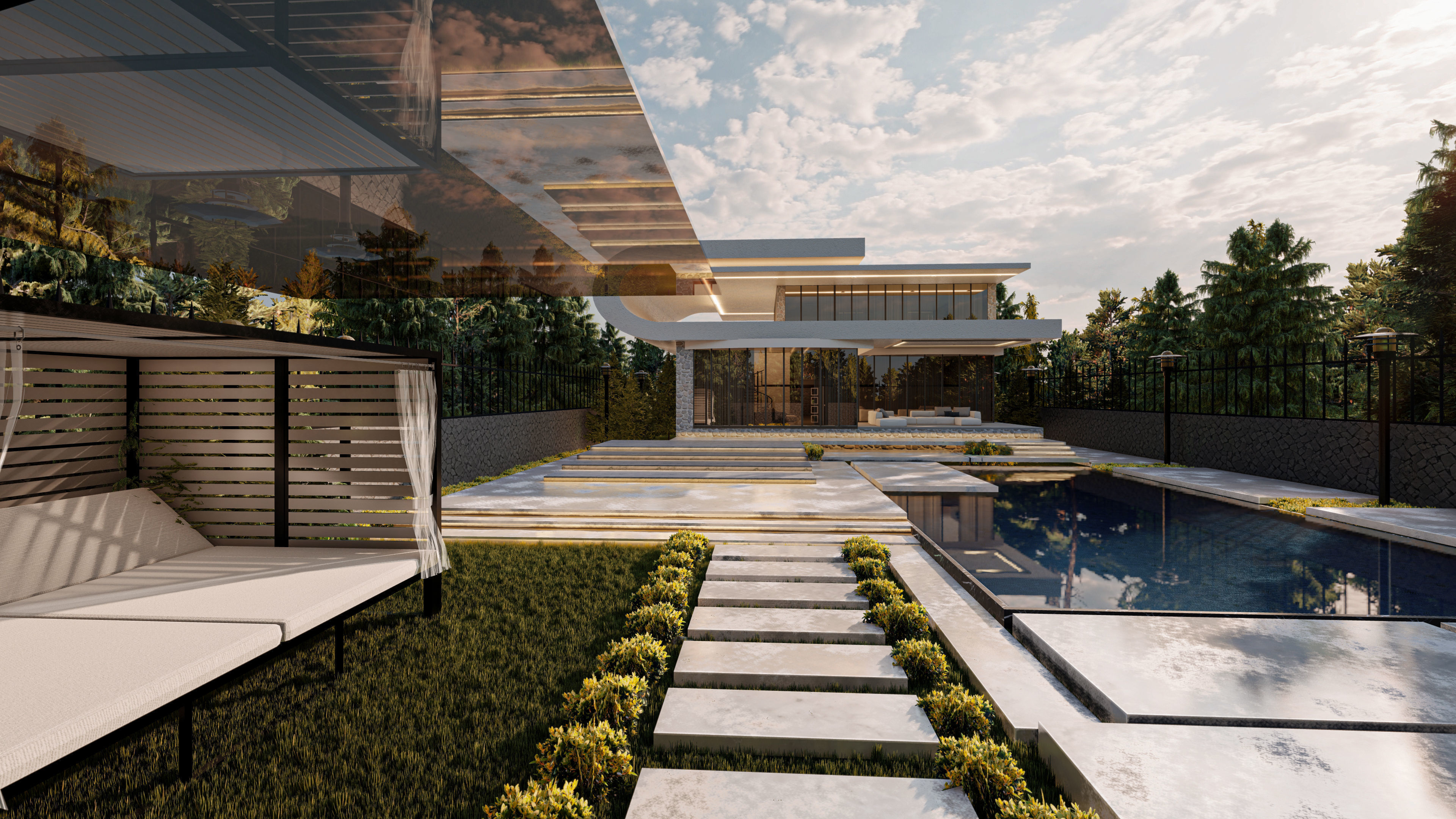 Modern Luxury Villa with Curved Facade - Lumion Scene 3D model | CGTrader