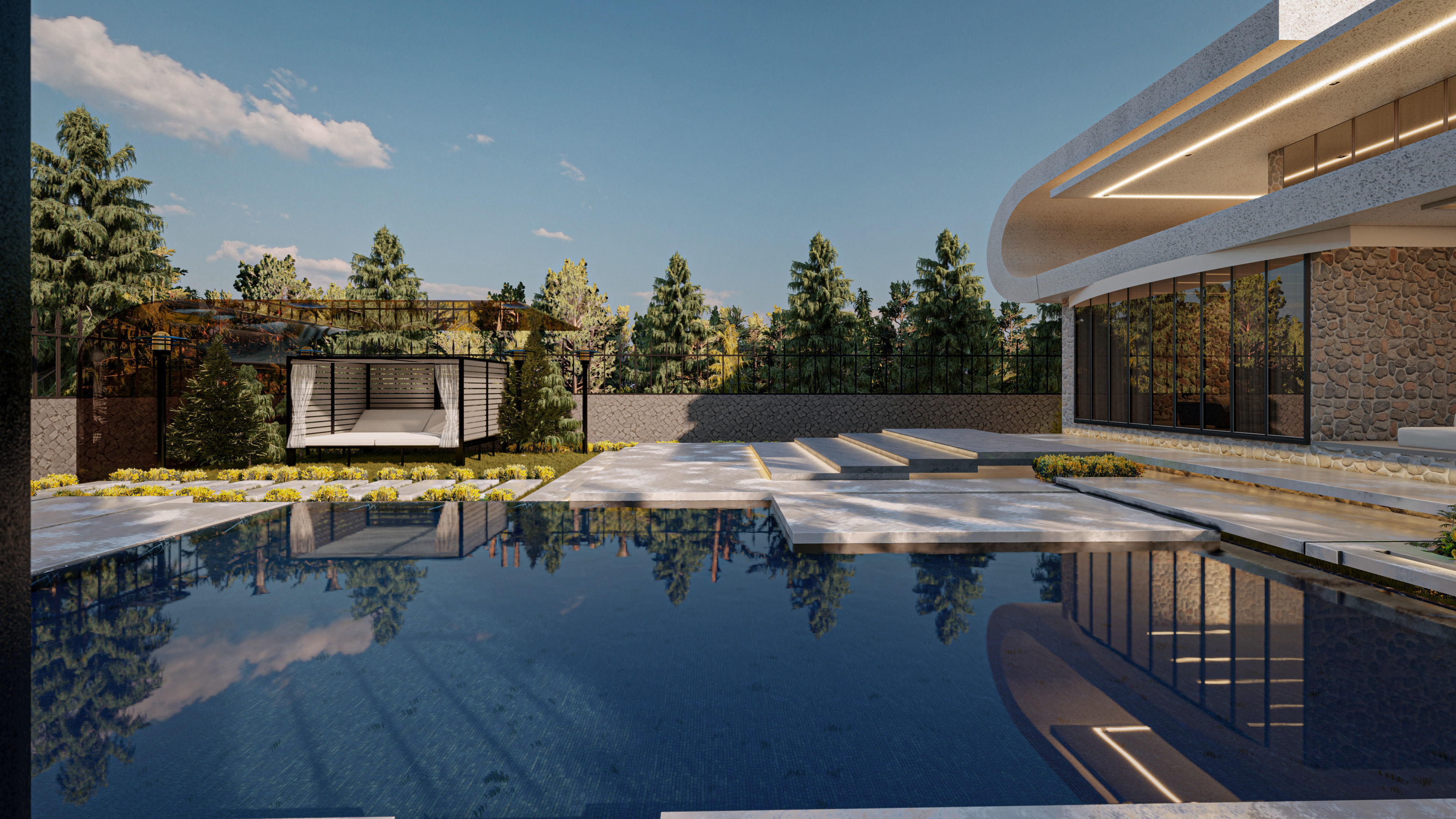Modern Luxury Villa with Curved Facade - Lumion Scene 3D model | CGTrader