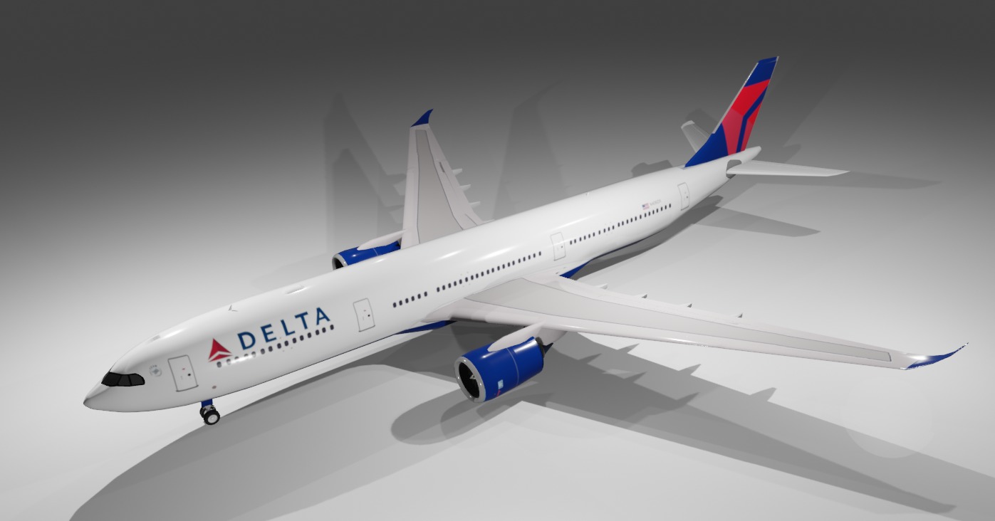 3D model Delta airlines airbus a330-900 neo with cockpit VR / AR / low ...