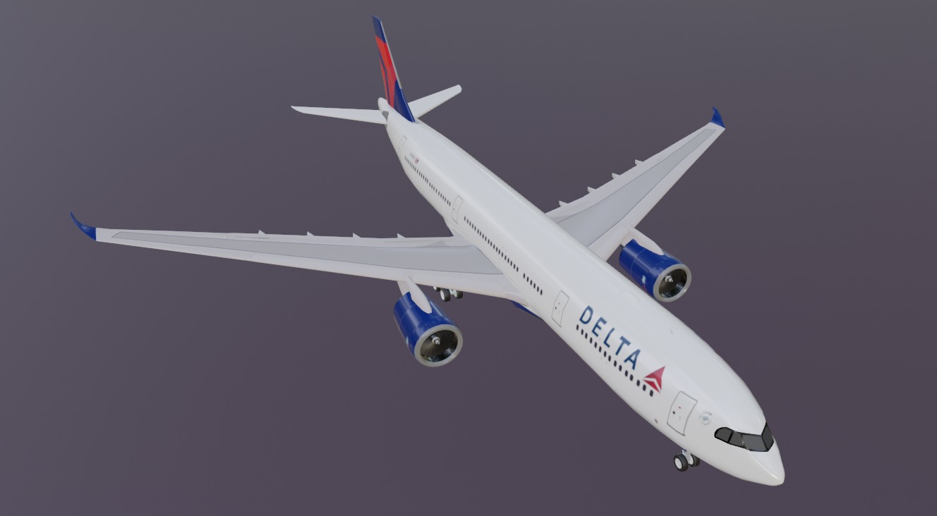 3D model Delta airlines airbus a330-900 neo with cockpit VR / AR / low ...
