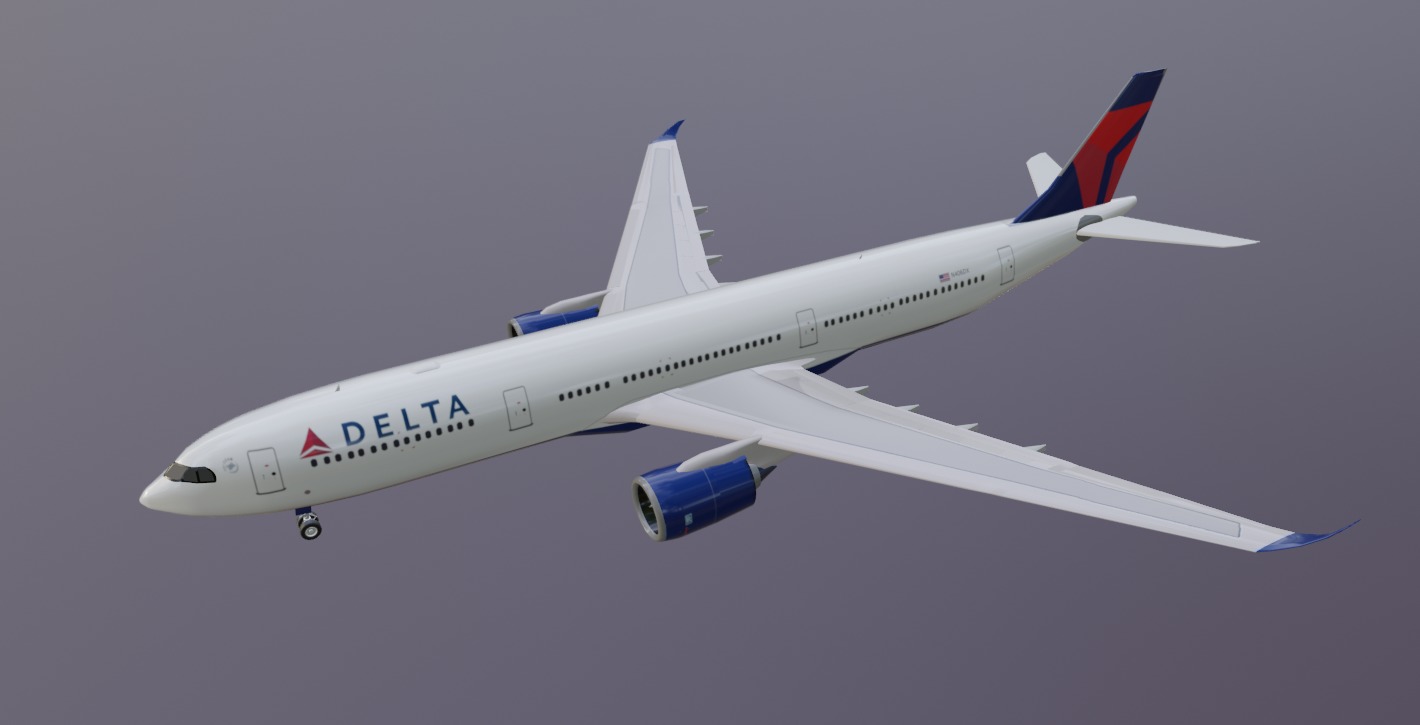 3D model Delta airlines airbus a330-900 neo with cockpit VR / AR / low ...