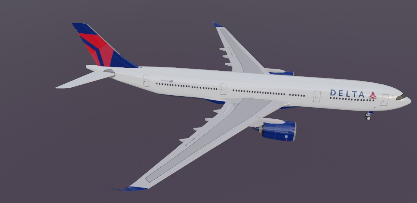 3D model Delta airlines airbus a330-900 neo with cockpit VR / AR / low ...