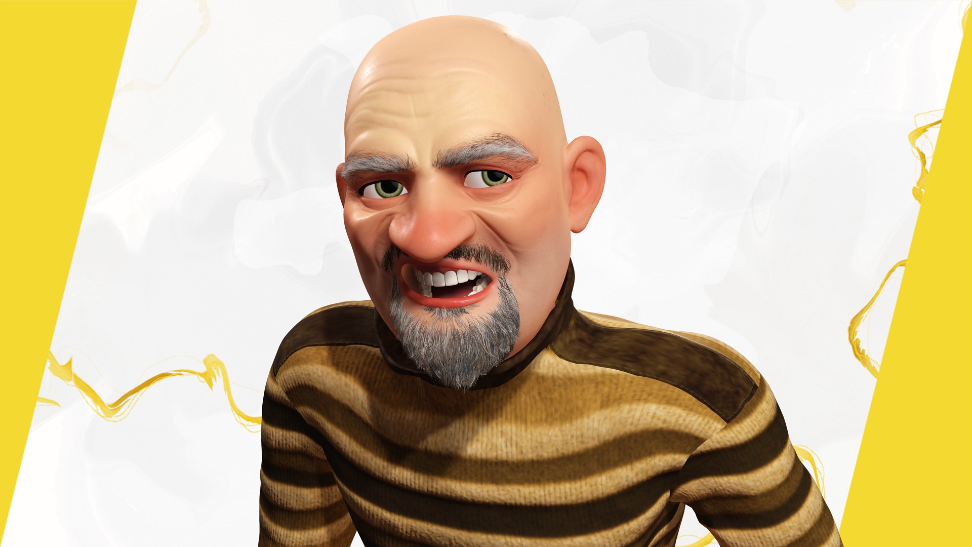 3D model Old Man cartoon character advanced character model VR / AR ...