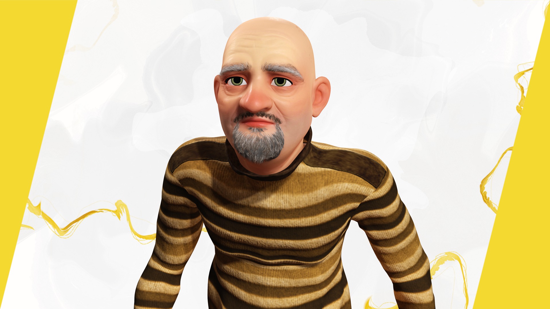 3D model Old Man cartoon character advanced character model VR / AR ...
