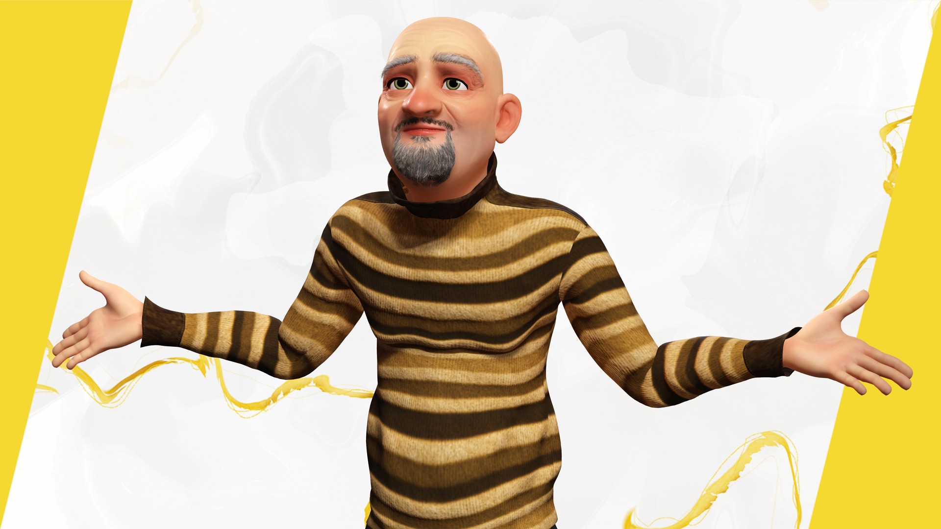 3D model Old Man cartoon character advanced character model VR / AR ...