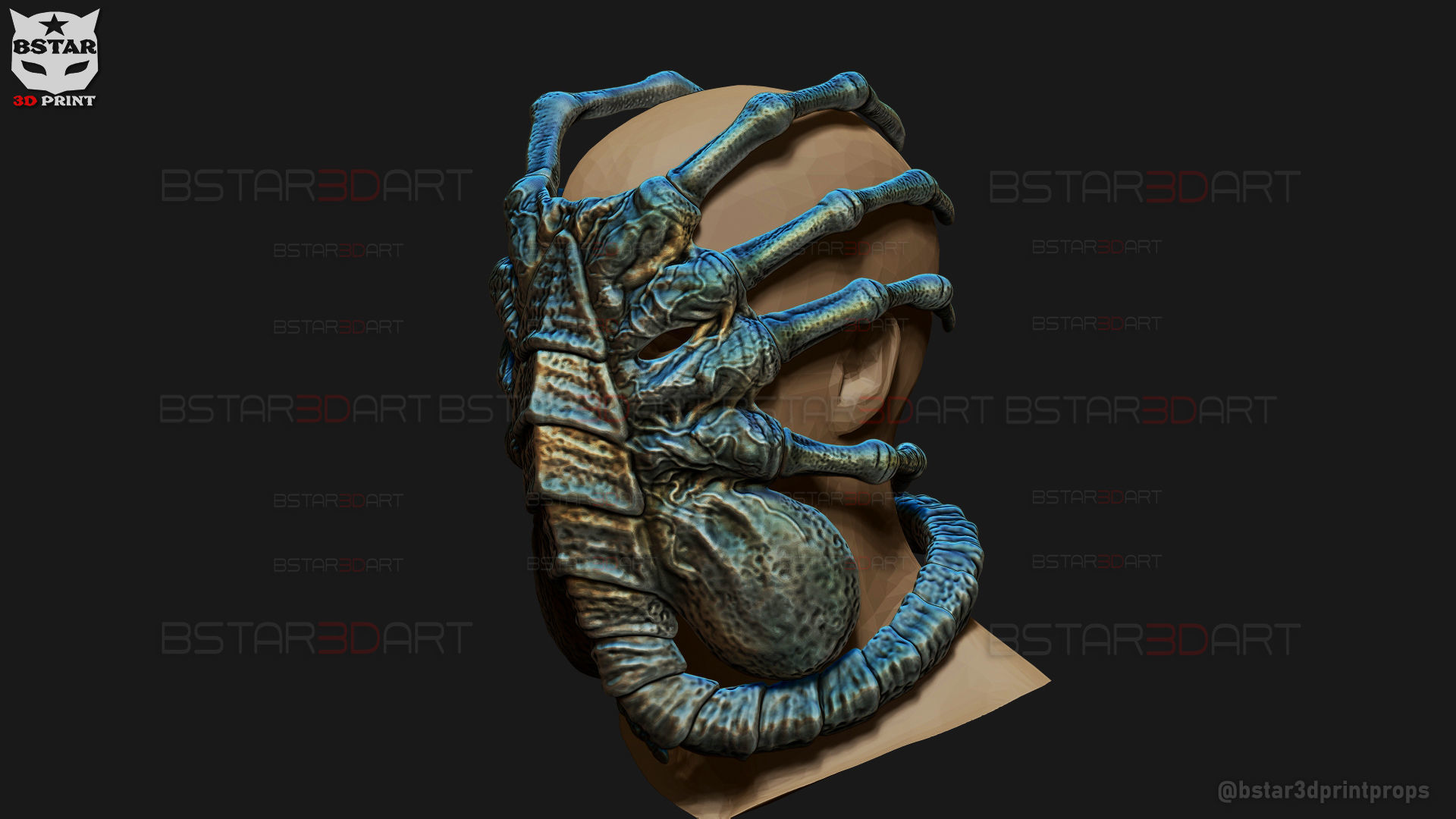 Alien Romulus Facehugger High Quality Mask 3D model 3D printable | CGTrader