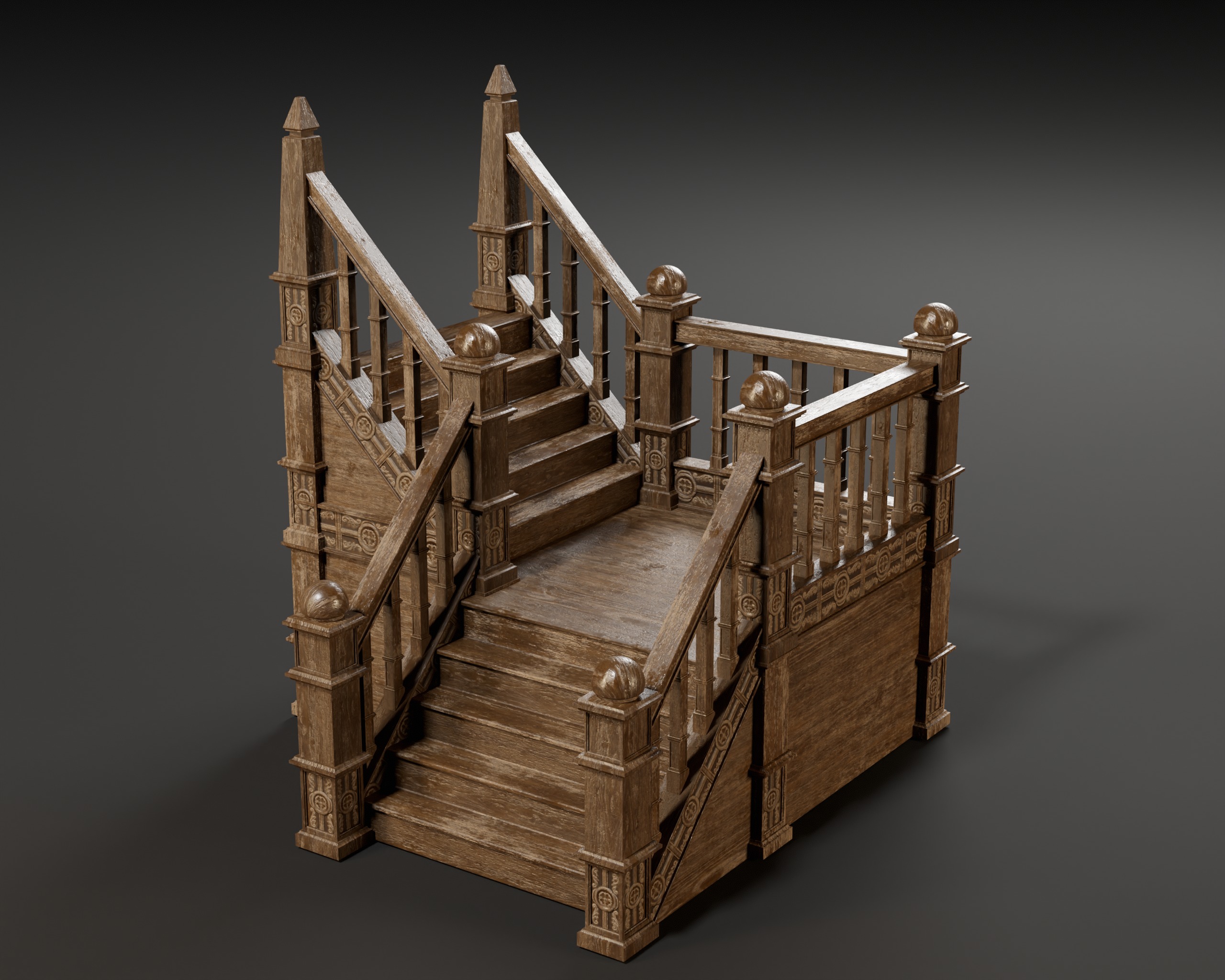 3D model Modular Wood Stairs VR / AR / low-poly | CGTrader