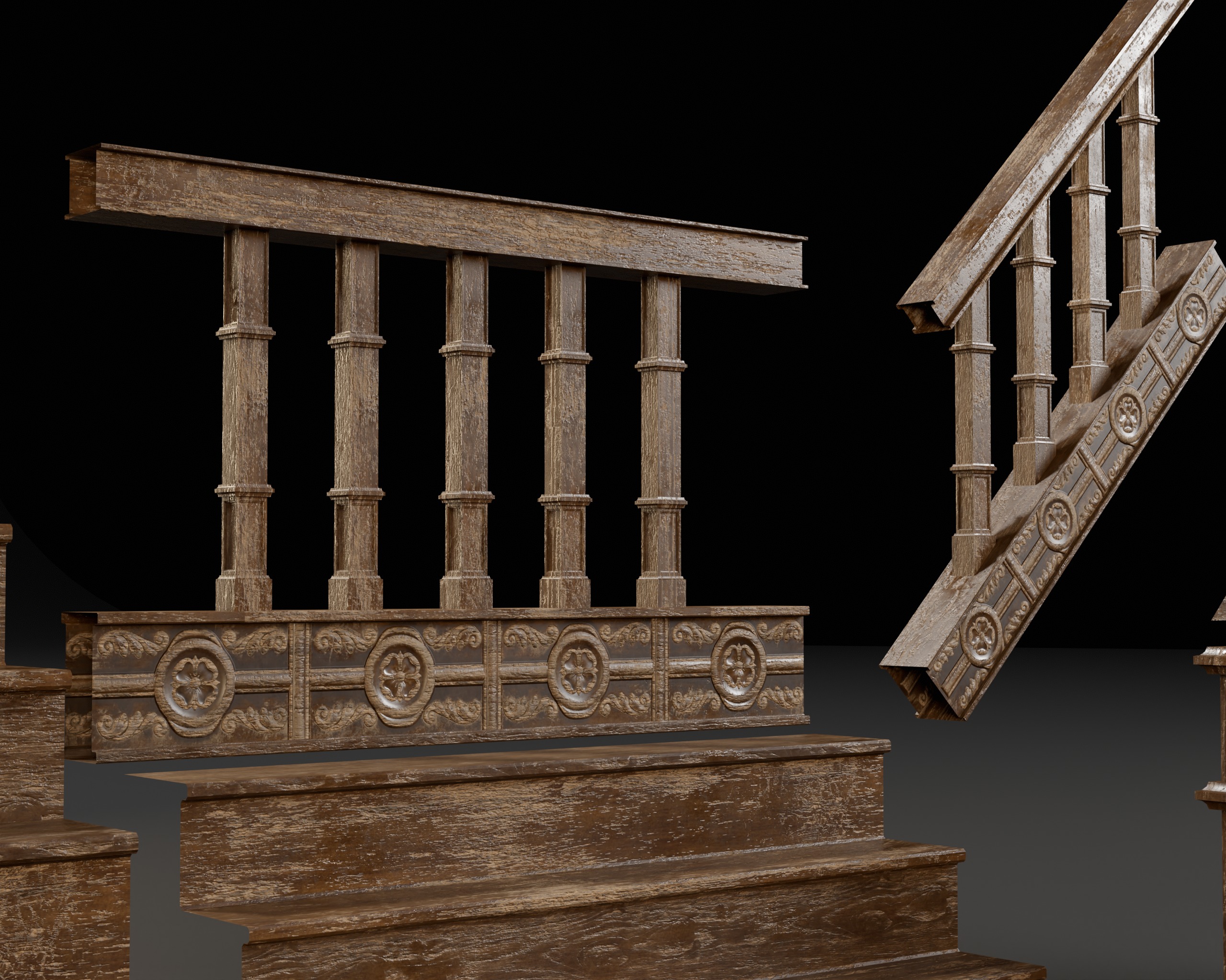 3D model Modular Wood Stairs VR / AR / low-poly | CGTrader
