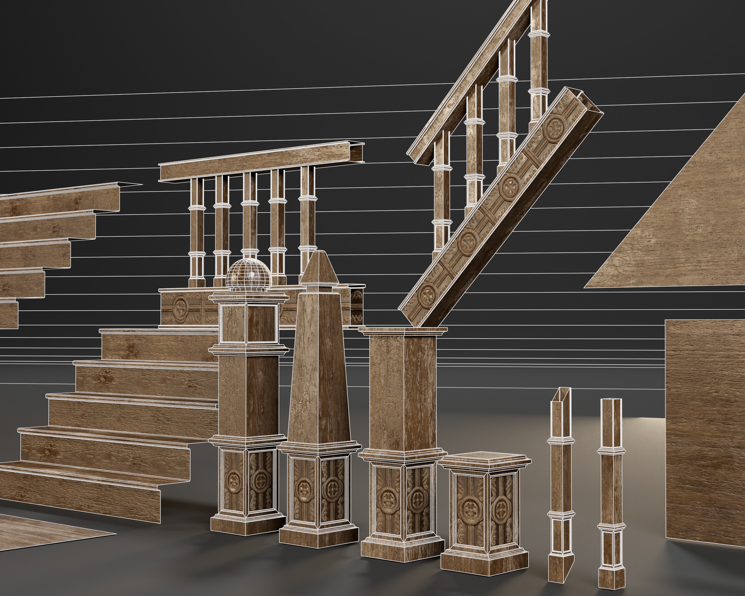 3D model Modular Wood Stairs VR / AR / low-poly | CGTrader