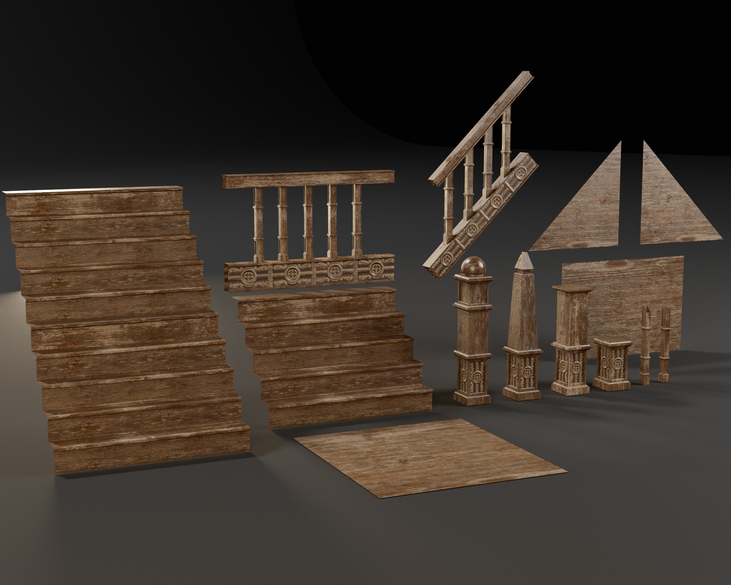3D model Modular Wood Stairs VR / AR / low-poly | CGTrader