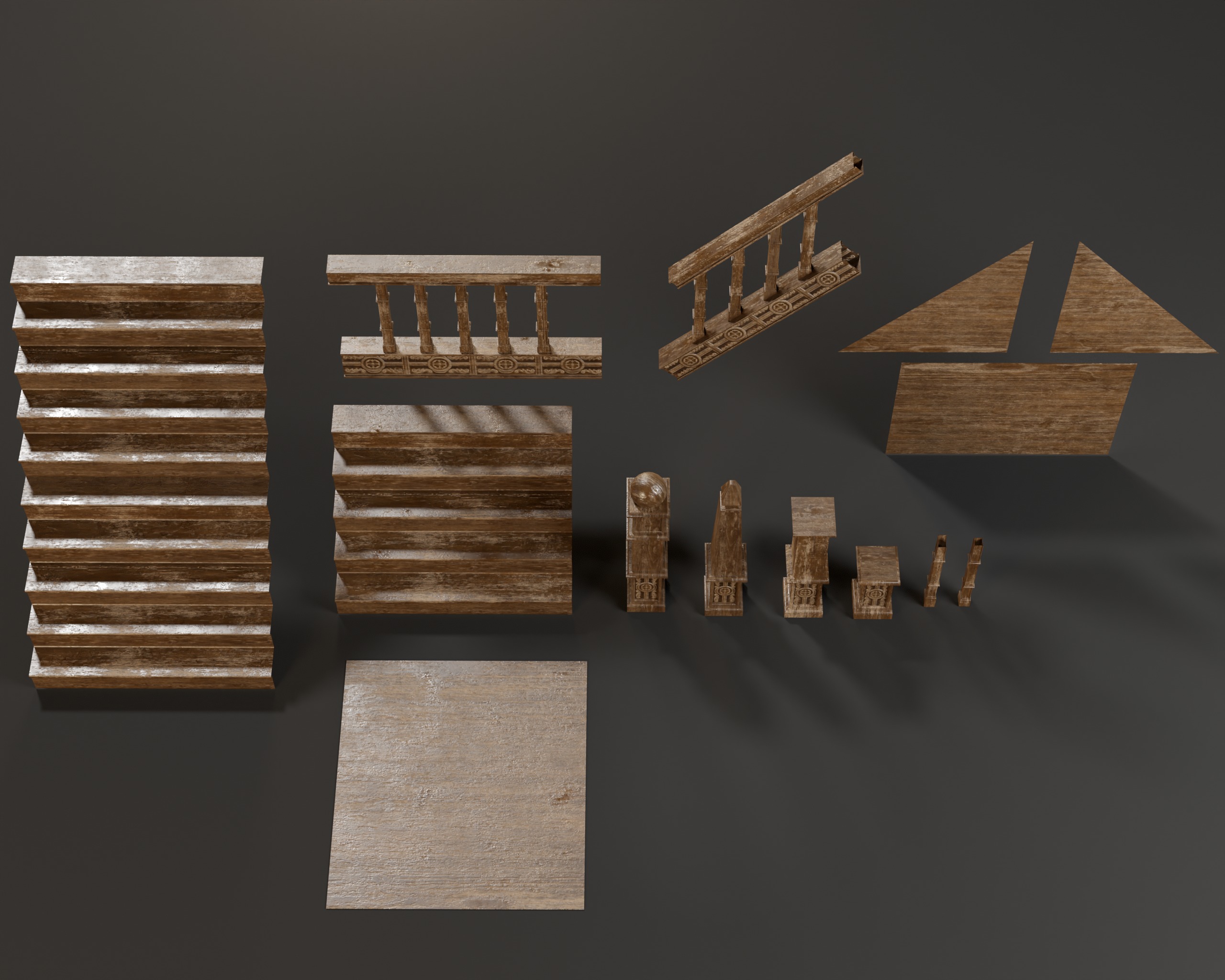 3D model Modular Wood Stairs VR / AR / low-poly | CGTrader