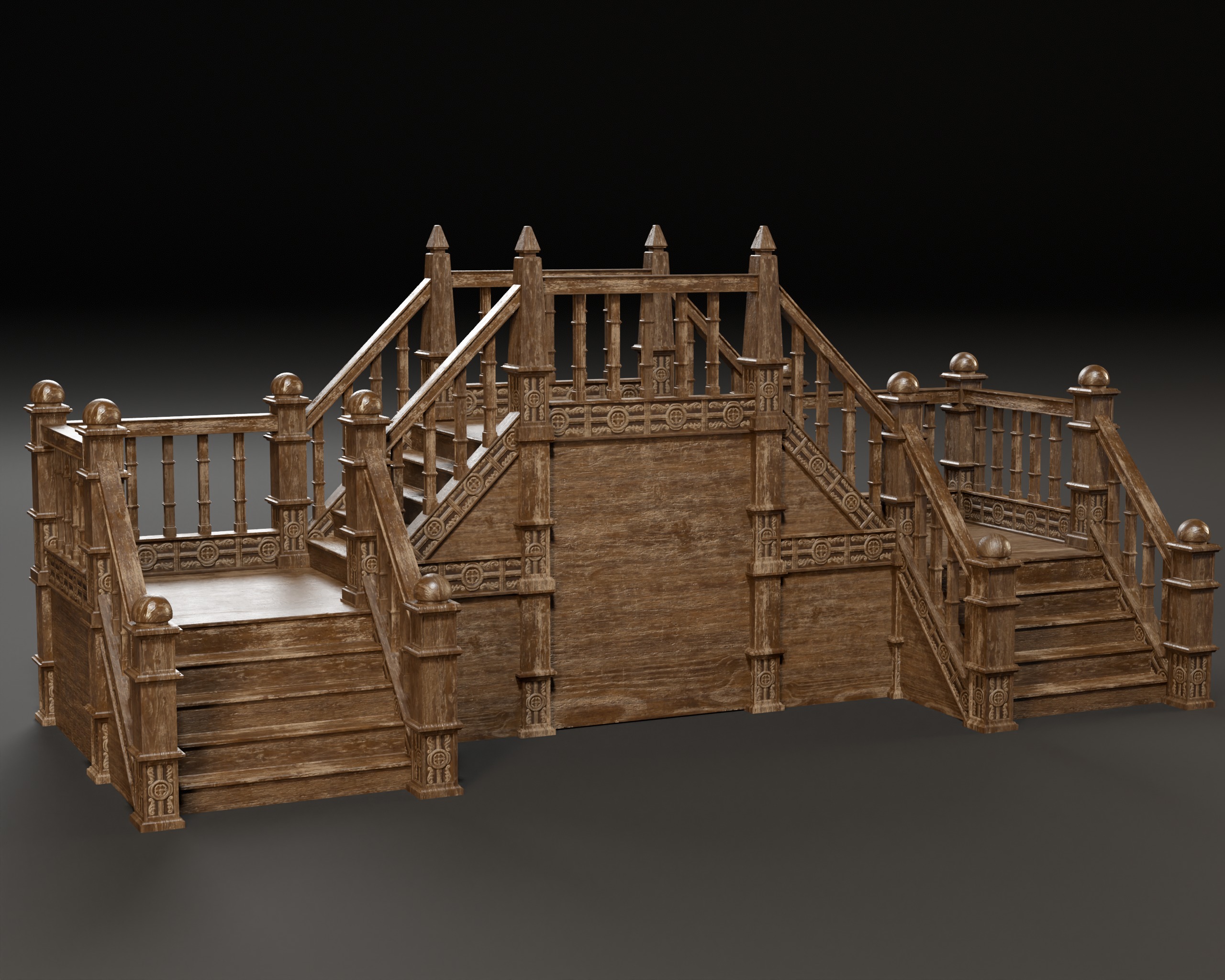 3D model Modular Wood Stairs VR / AR / low-poly | CGTrader