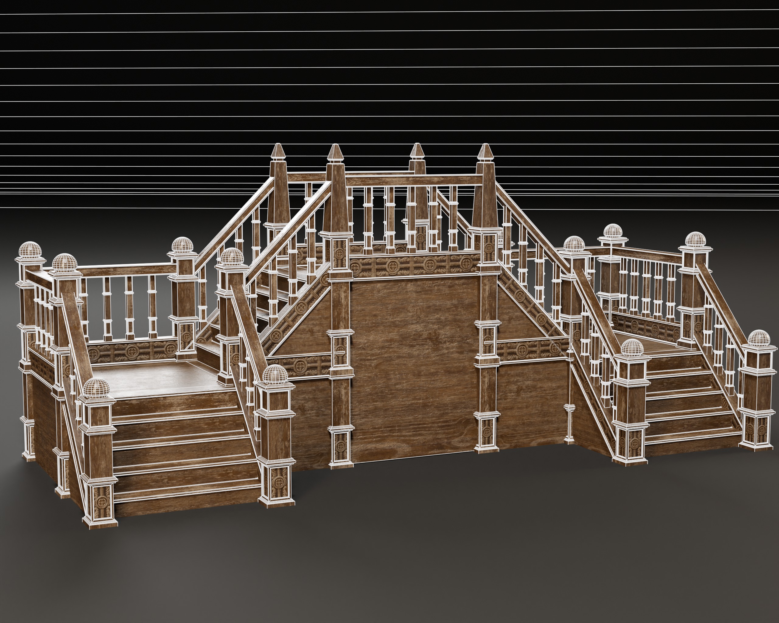 3D model Modular Wood Stairs VR / AR / low-poly | CGTrader