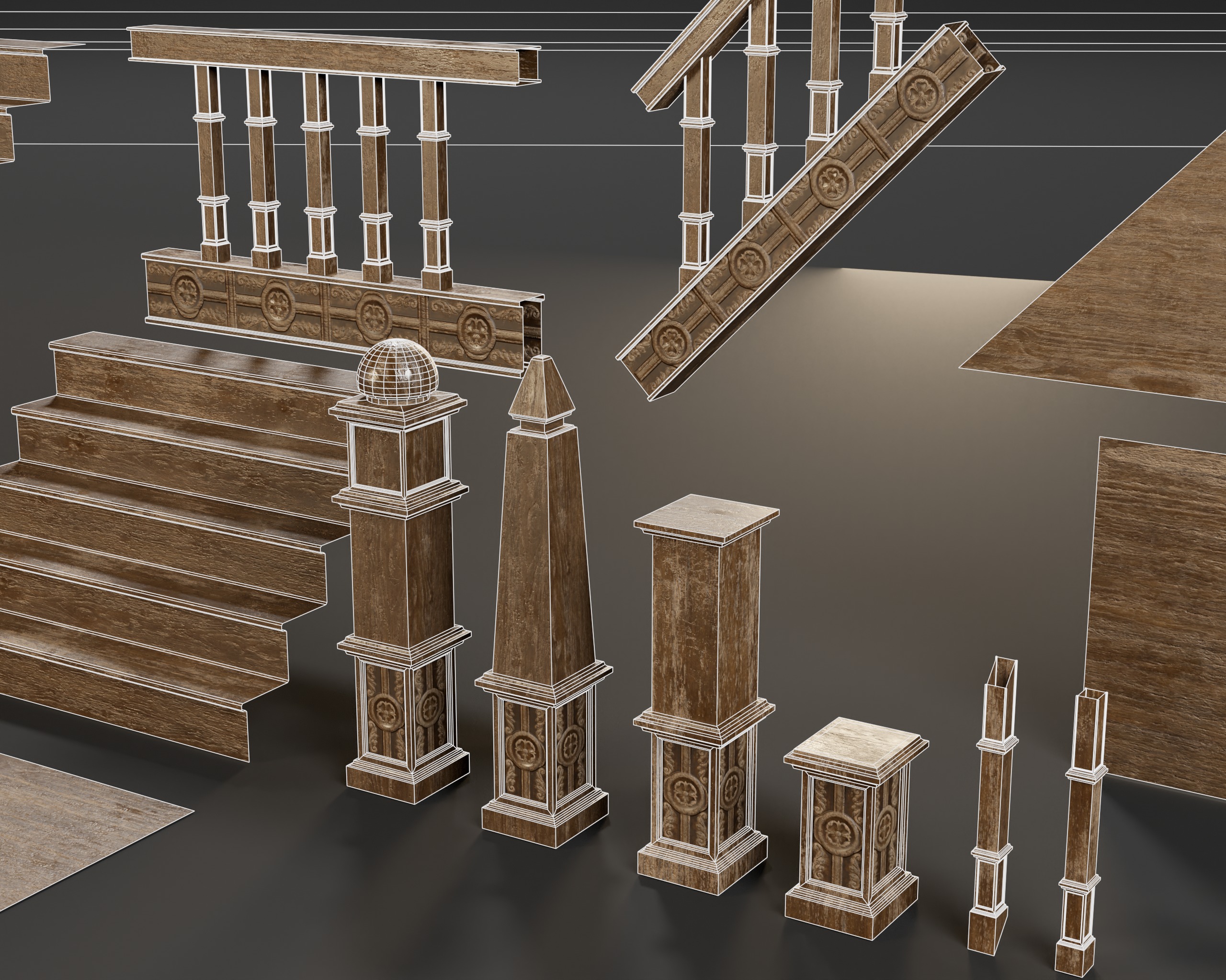 3D model Modular Wood Stairs VR / AR / low-poly | CGTrader
