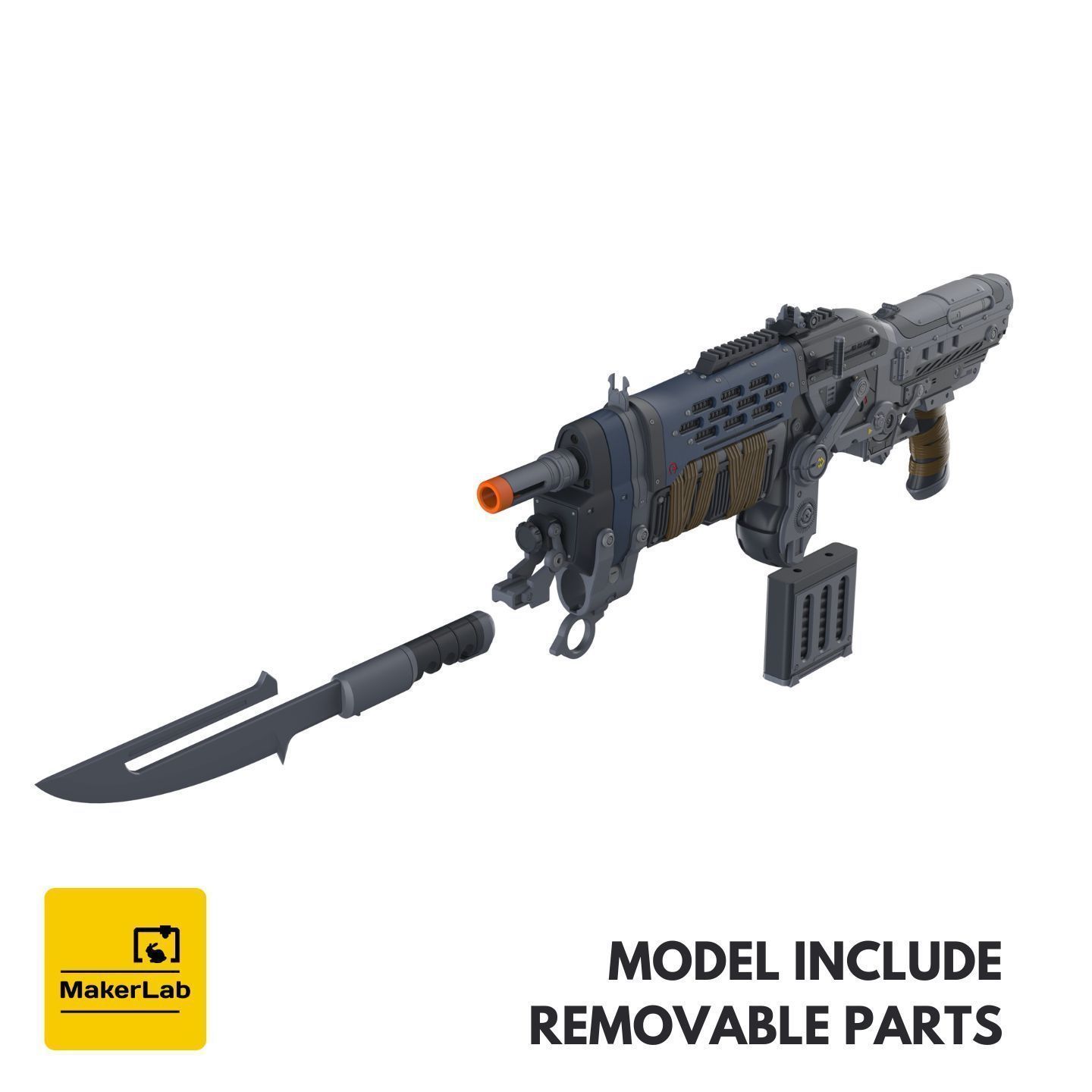 Retro Lancer E-DAY - Gears Of War - STL OBJ CAD - Commercial Use 3D ...