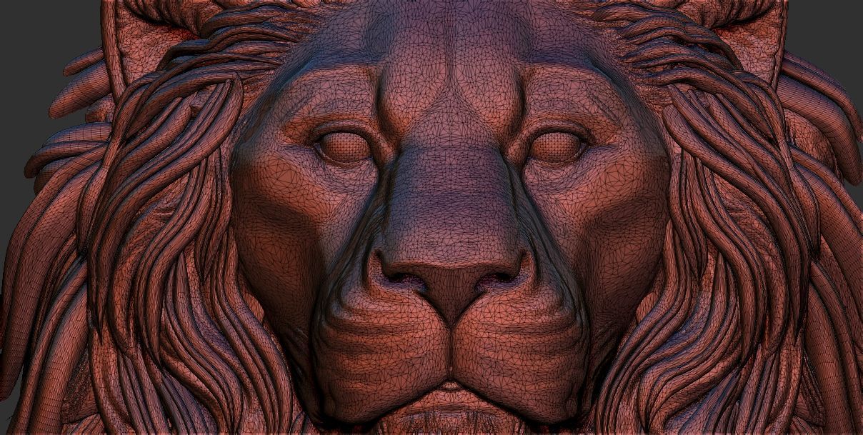 lion head bas relief 3d printable model cnc 3D model 3D printable ...