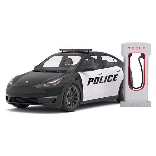 Tesla Y Police and Supercharger V3 3D model | CGTrader