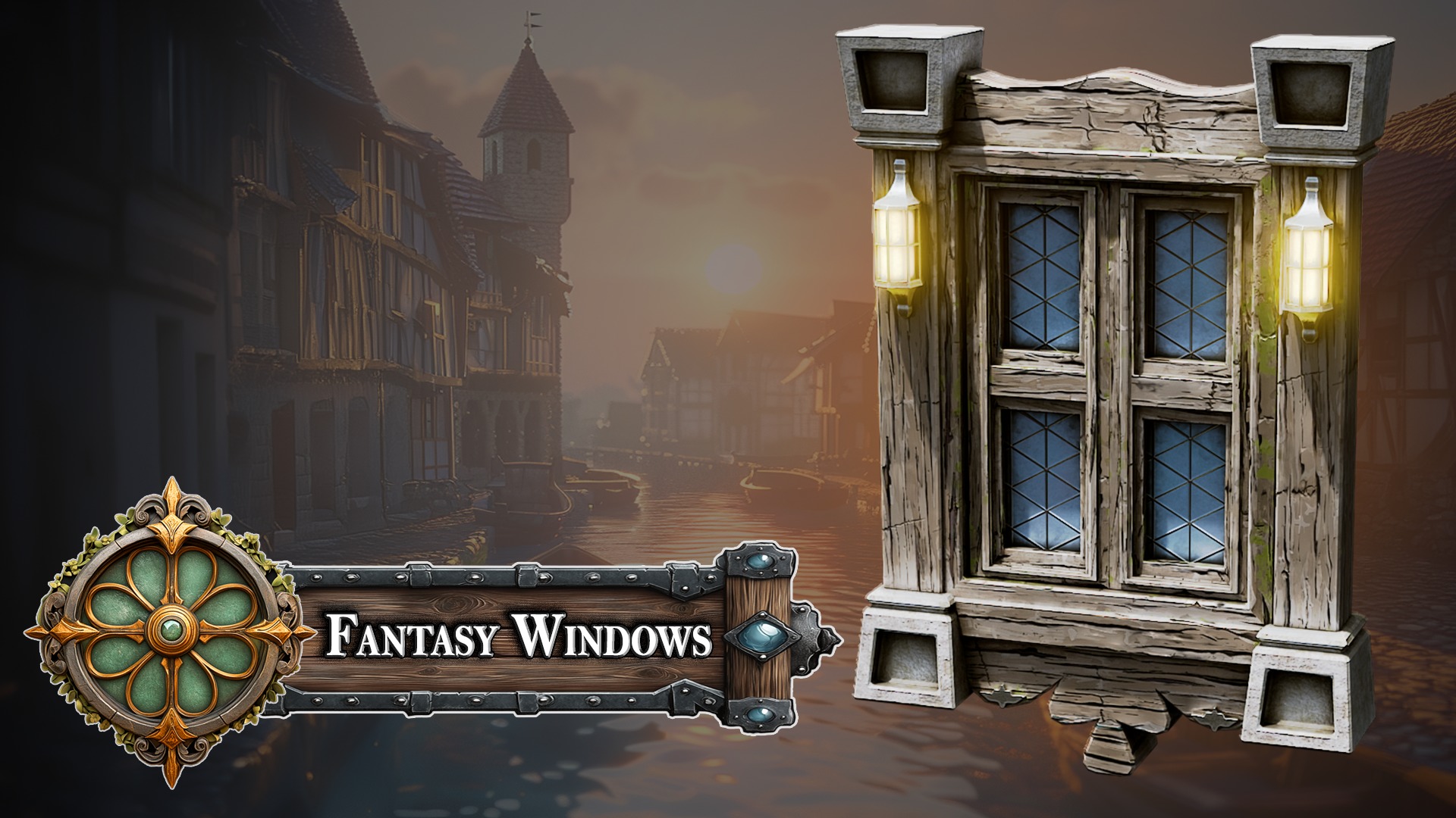 3D model Fantasy Medieval Stylized Window Castle Wood Glass with ...