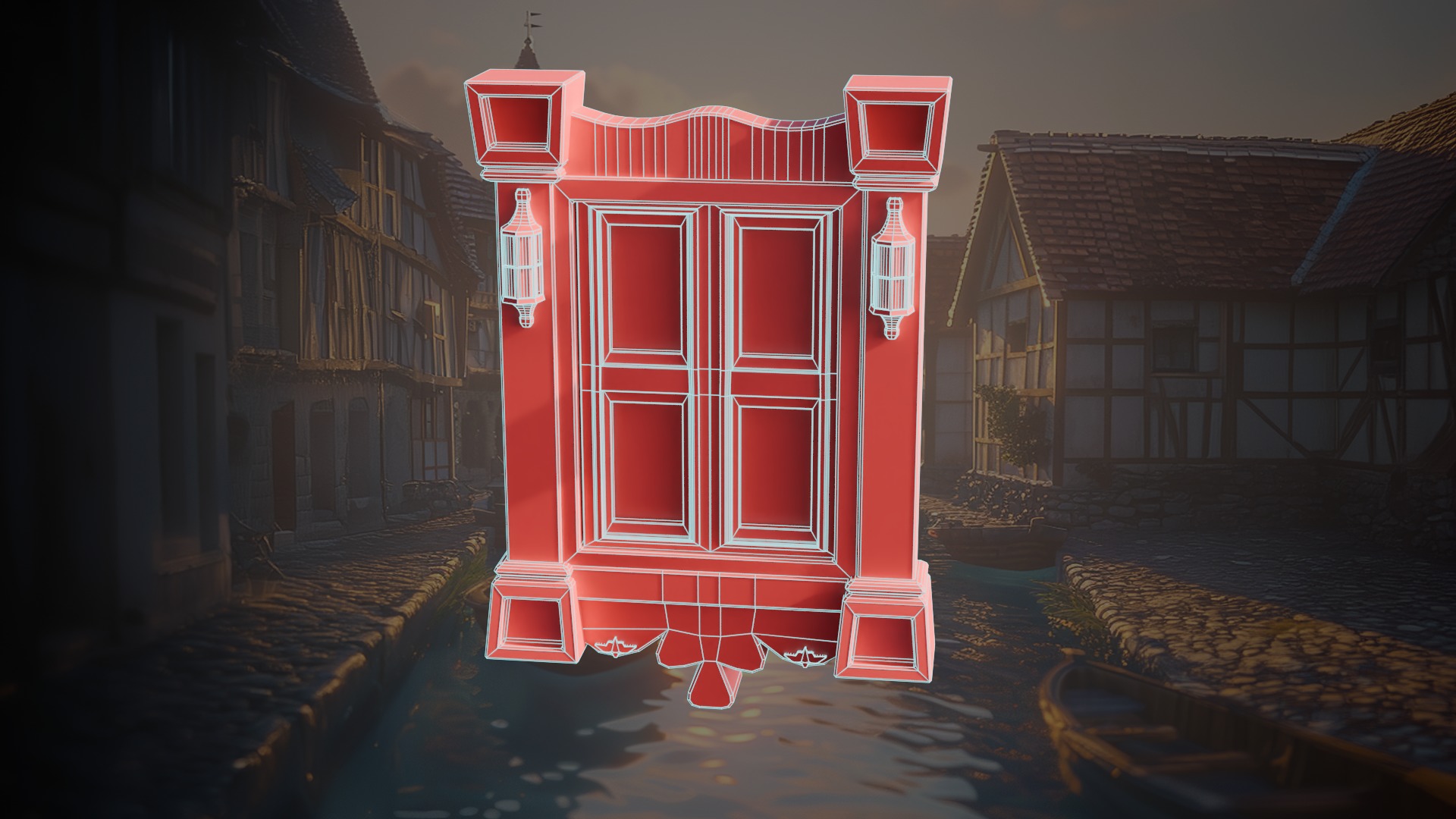 3D model Fantasy Medieval Stylized Window Castle Wood Glass with ...