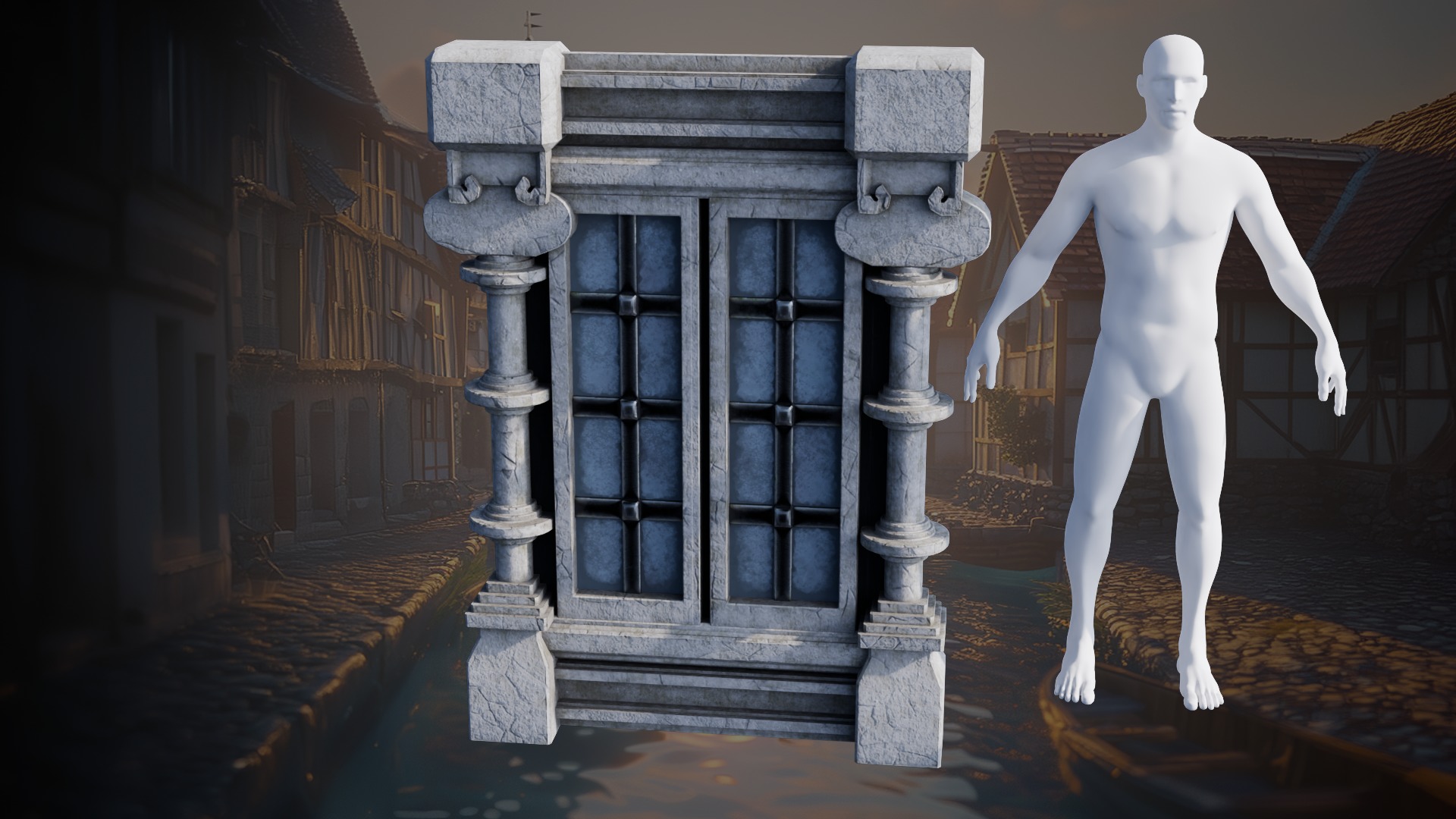 Fantasy Medieval Stylized Window - Stone Pillars and Iron Bars 3D model ...