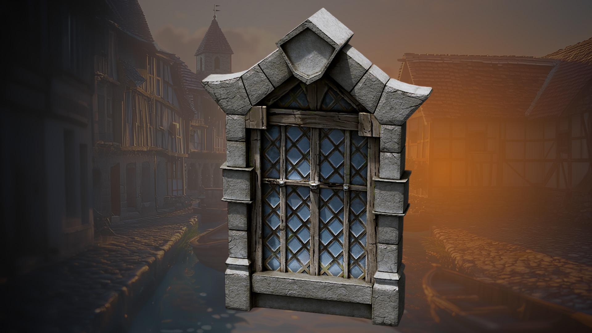 Fantasy Medieval Stylized Window - Gabled Stone Frame 3D model | CGTrader