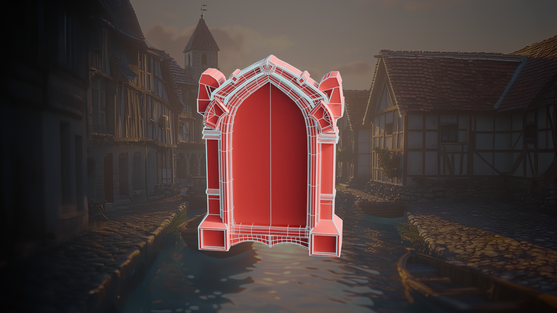 Fantasy Medieval Stylized Window - Arched Stone and Lattice 3D model ...