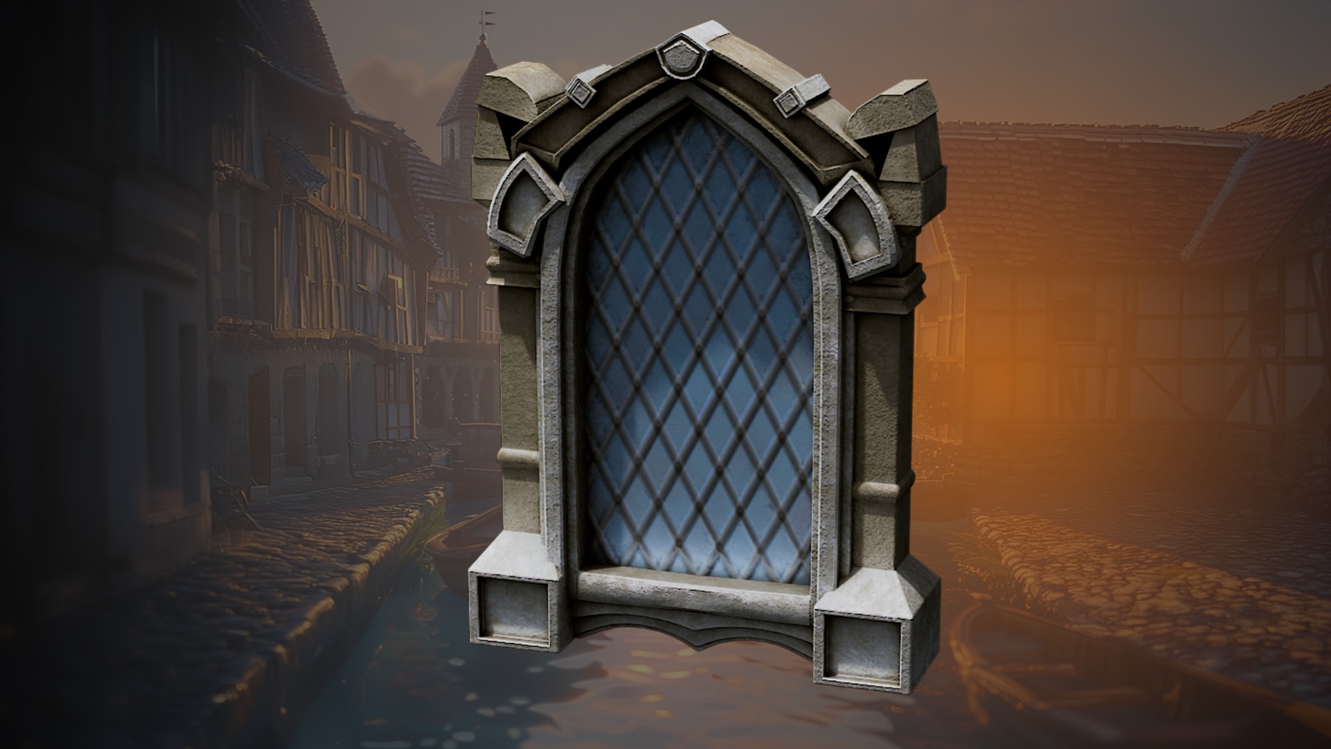 Fantasy Medieval Stylized Window - Arched Stone and Lattice 3D model ...