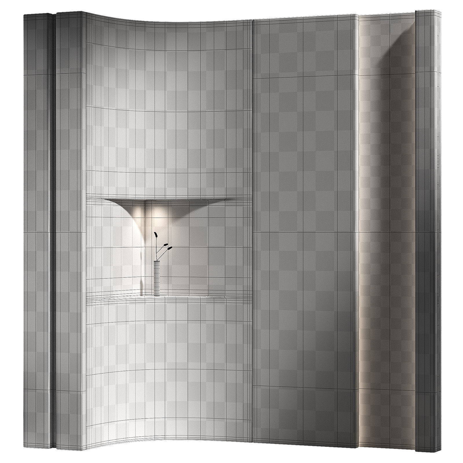 Corner wall section Plaster and wood niche partition 3D model | CGTrader