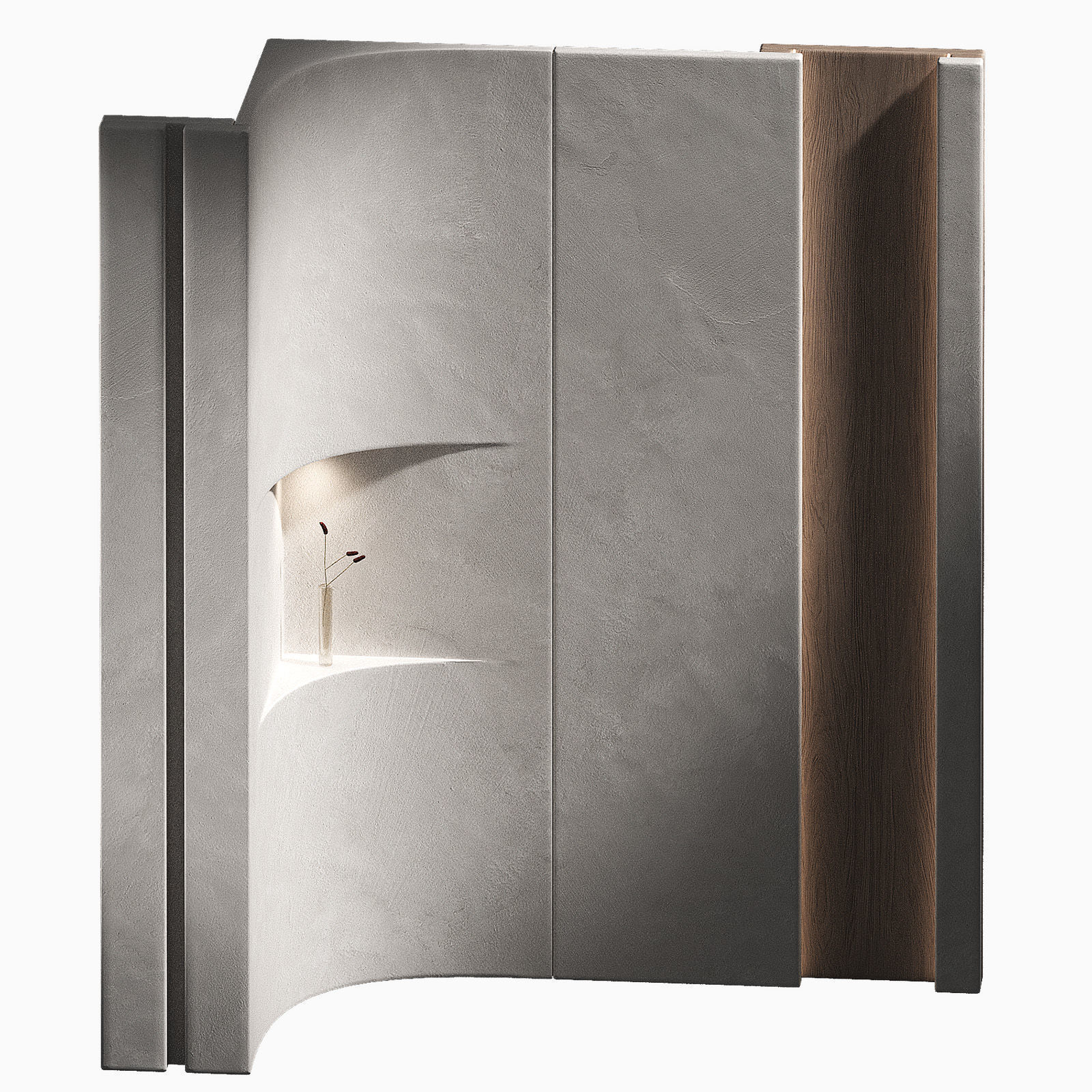 Corner wall section Plaster and wood niche partition 3D model | CGTrader