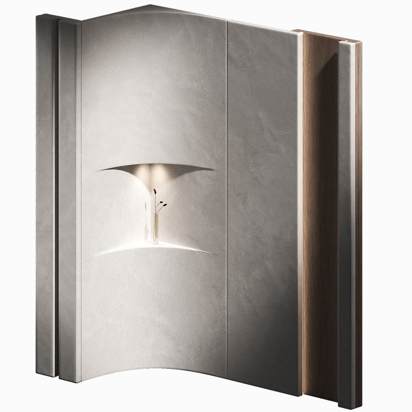 Corner wall section Plaster and wood niche partition 3D model | CGTrader