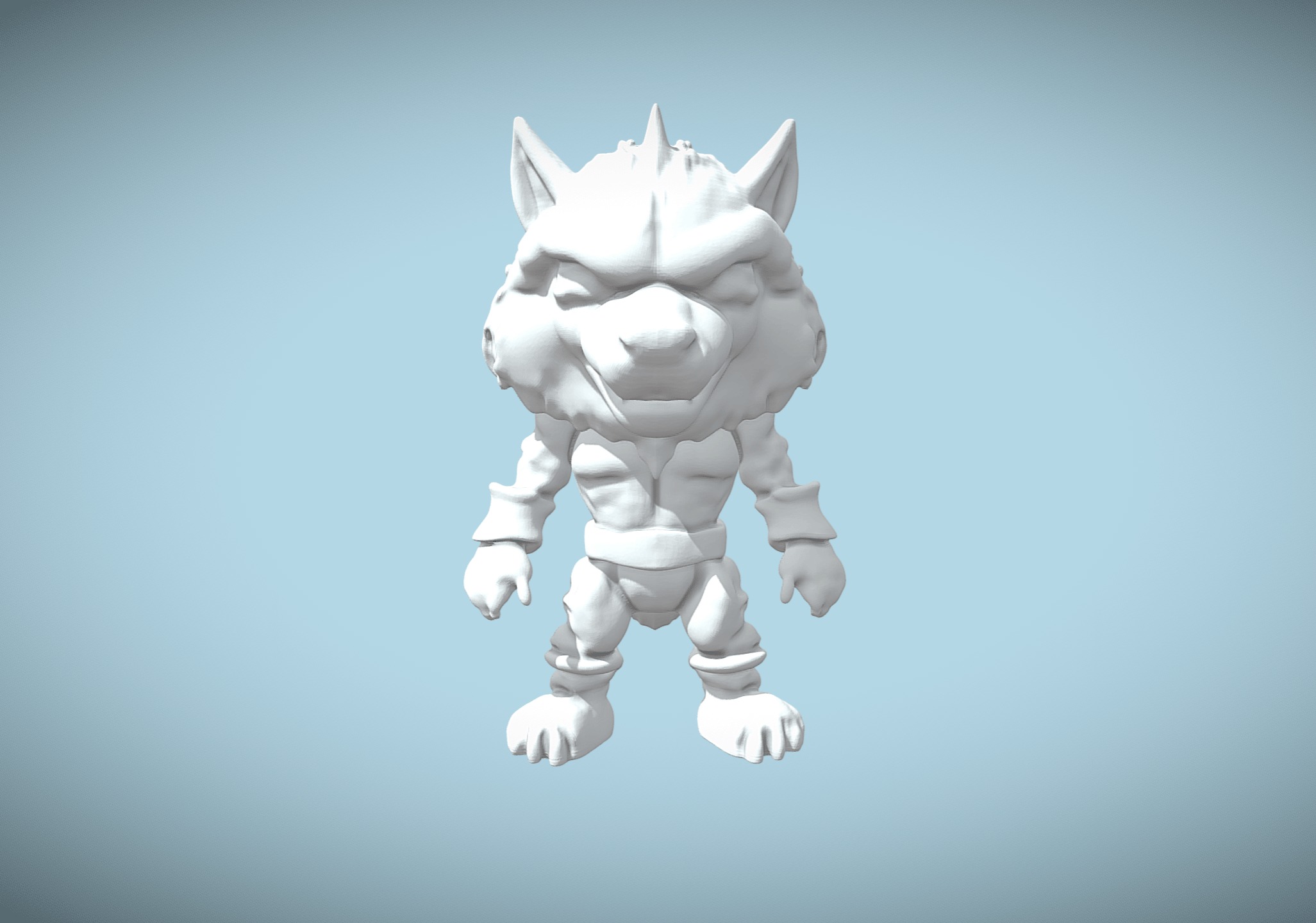 High Poly Mini Chibi Werewolf Character Muscular Build 3D model | CGTrader